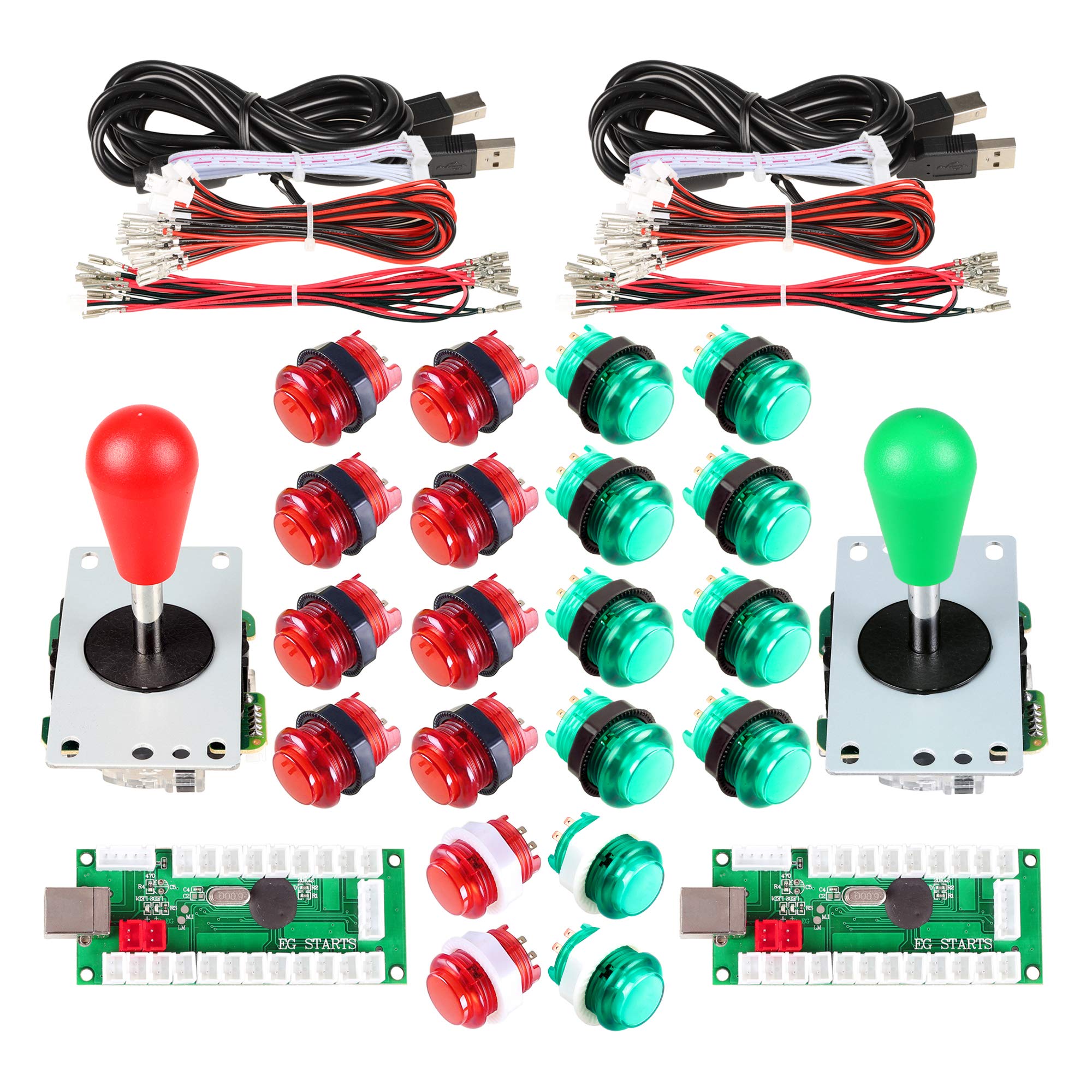Amazon.com: Avisiri 2 Player LED Arcade DIY Parts 2X USB Encoder + 2X ...
