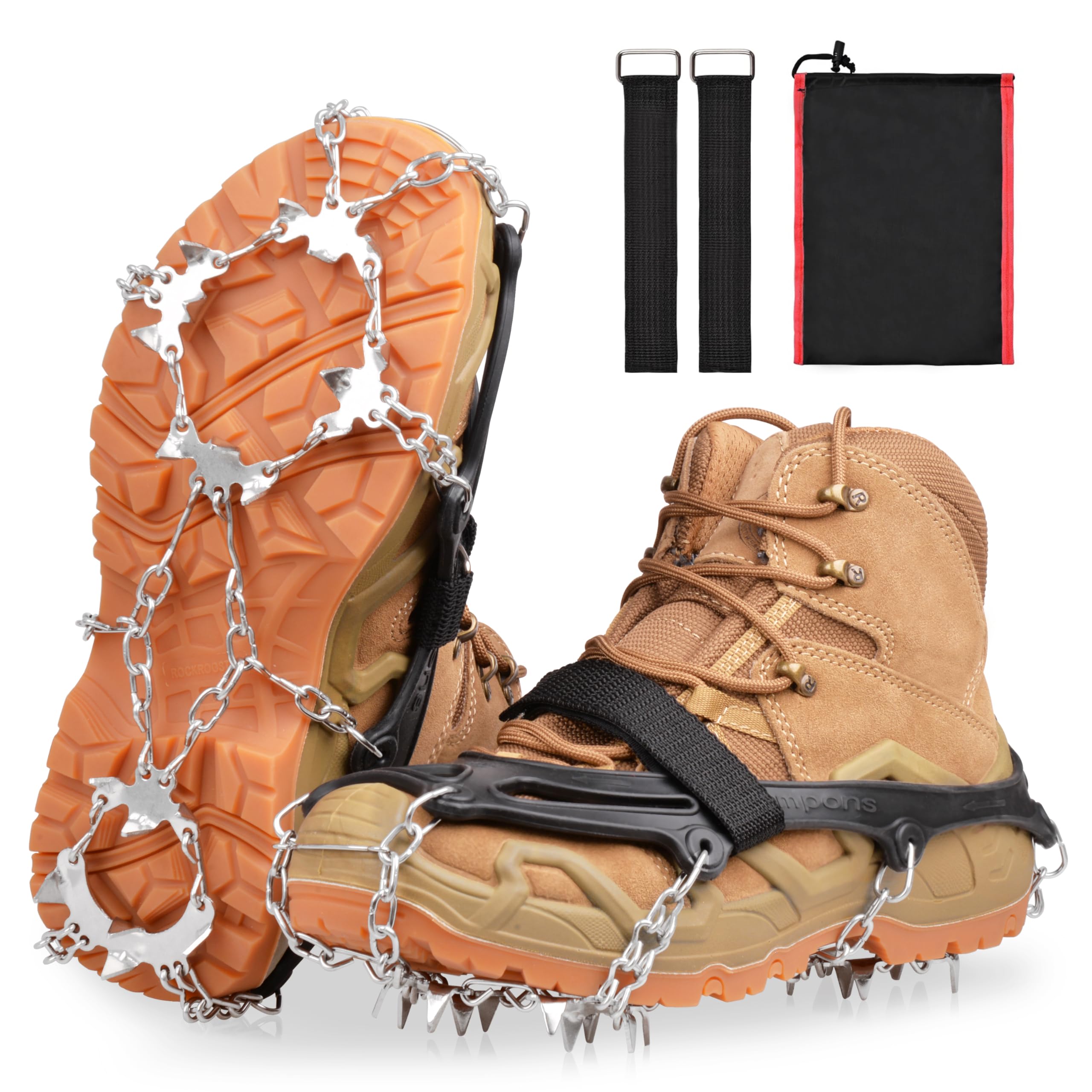 Winter Safety OROOTL Ice Cleats For Shoes - 24 Steel Traction Grippers ...
