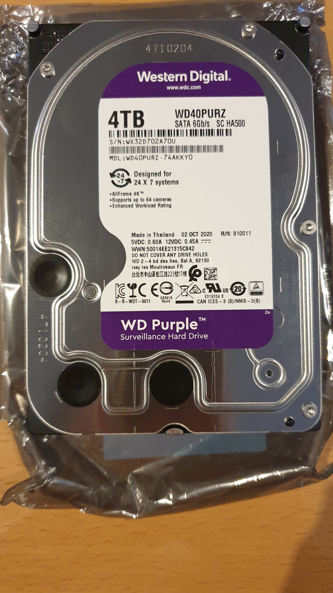 Western Digital 4TB Purple Surveillance Hard Drive - WD40PURZ: Internal ...