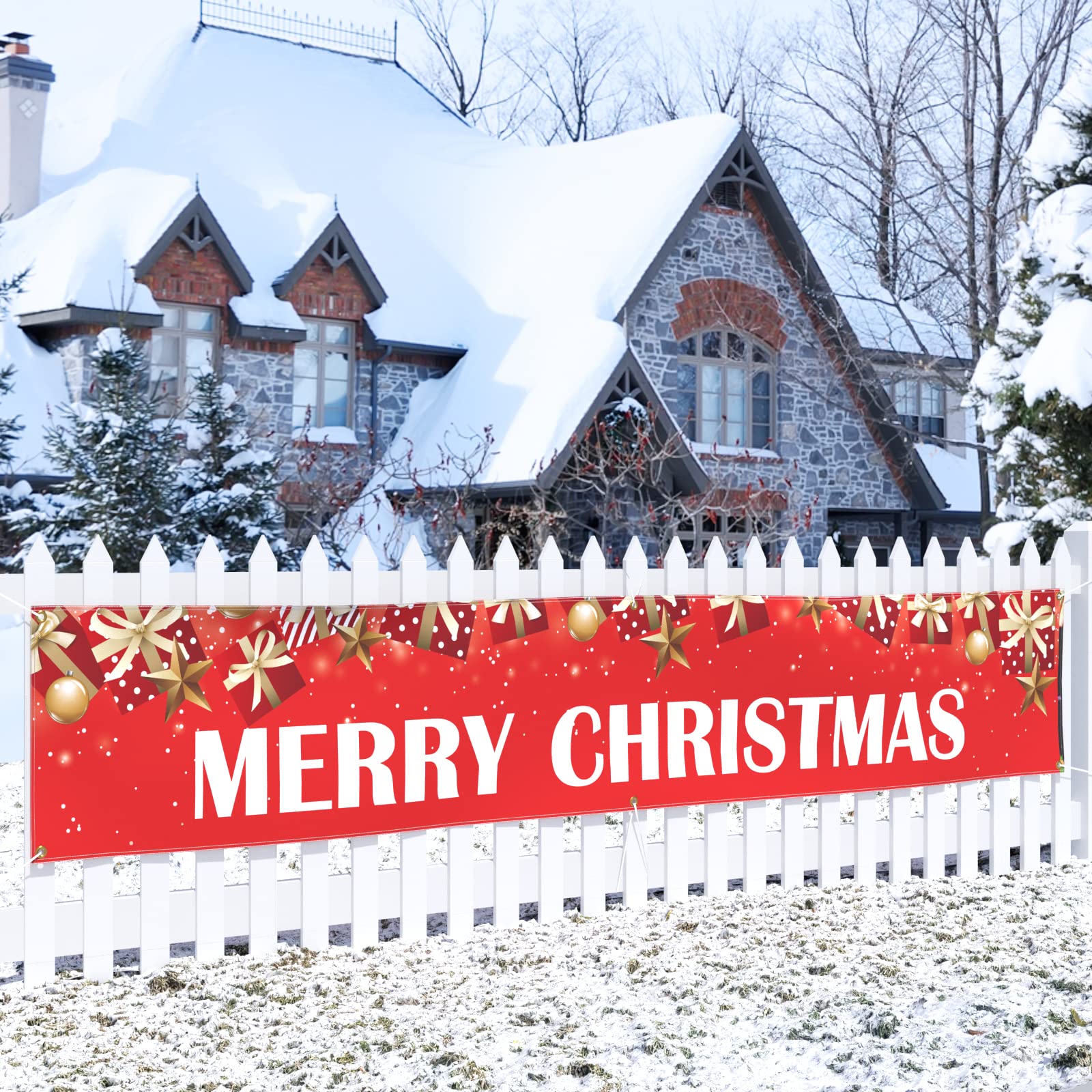 Amazon.com: Probsin Large Merry Christmas Banner 120" x 20" Xmas ...