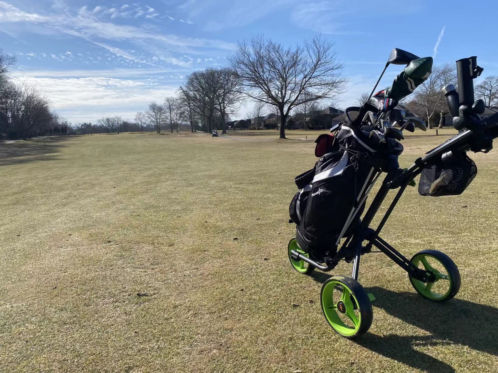 $21/mo - Finance GYMAX Folding Golf Push Cart, 3 Wheel Height ...