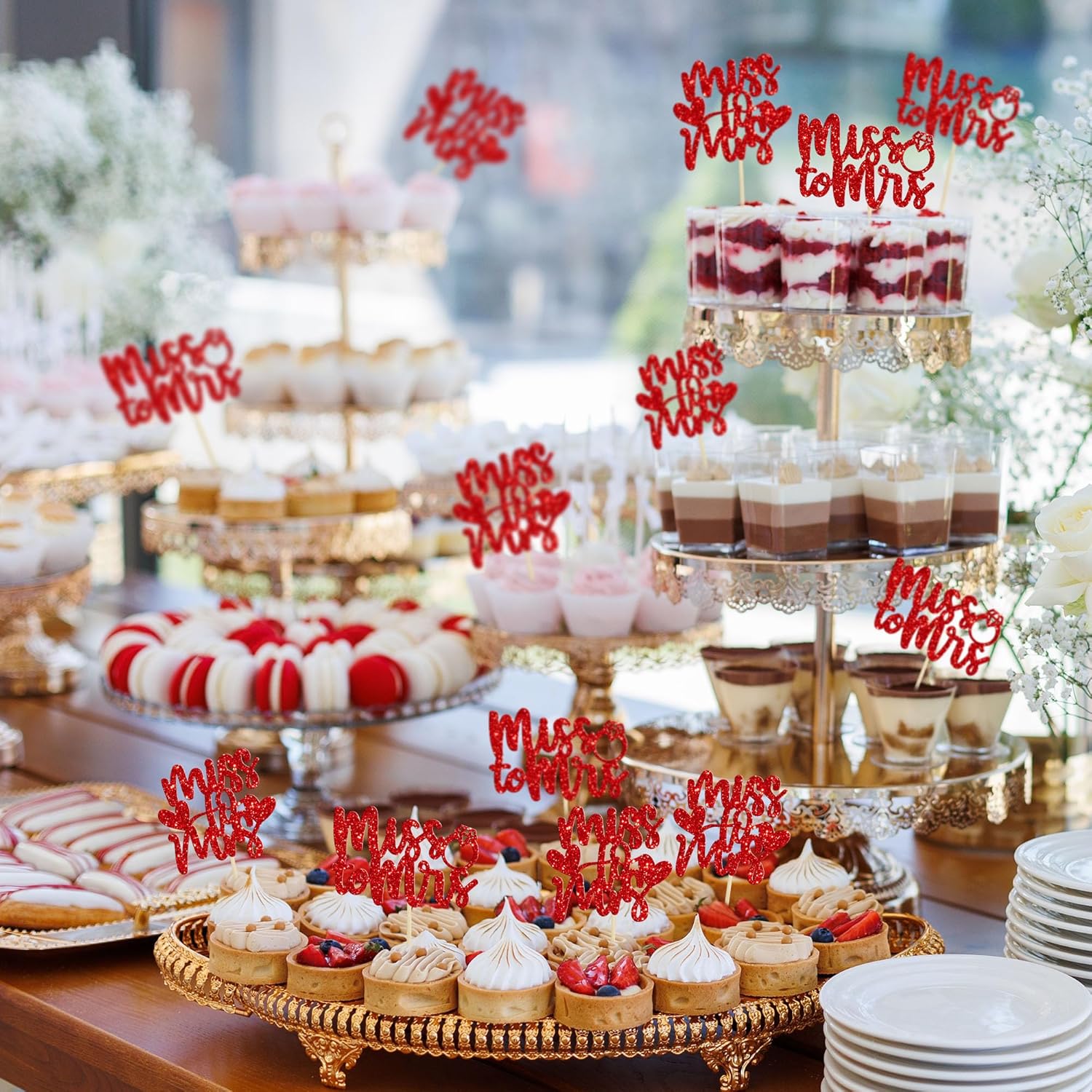 Gyufise 36 piezas de Miss to Mrs Cupcake Toppers Anillo de diamantes ...