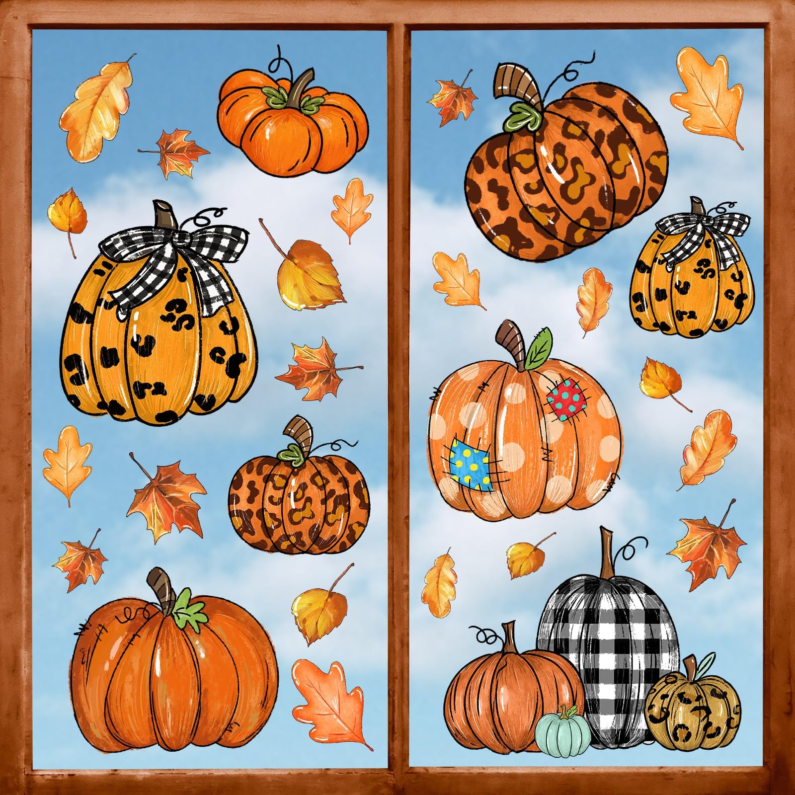 Amazon.com: AnyDesign 9 Sheet Halloween Pumpkin Window Clings Funny ...