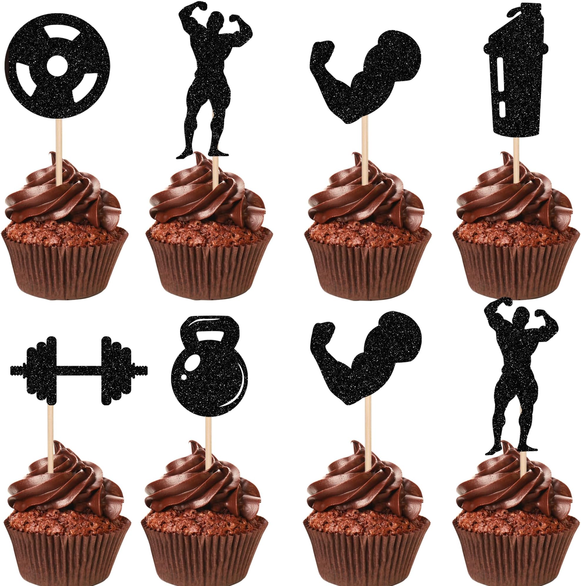 Amazon.com: 30PCS Gym Theme Cupcake Toppers Weight Lifting Cupcake ...