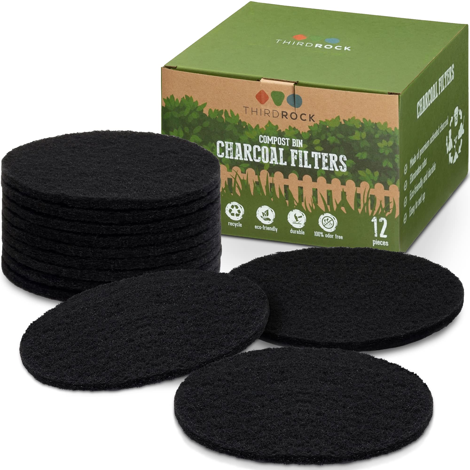 Third Rock Charcoal Filter Replacements for Kitchen Compost Bin - 12 ...