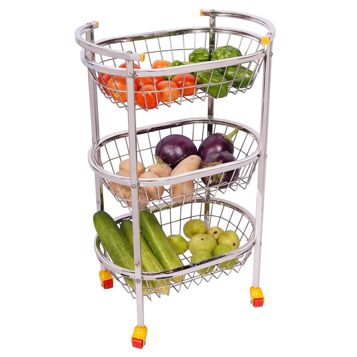 LOGENTA Vegetable Stand Stainless Steel 3 Layer, Vegetable Basket for ...
