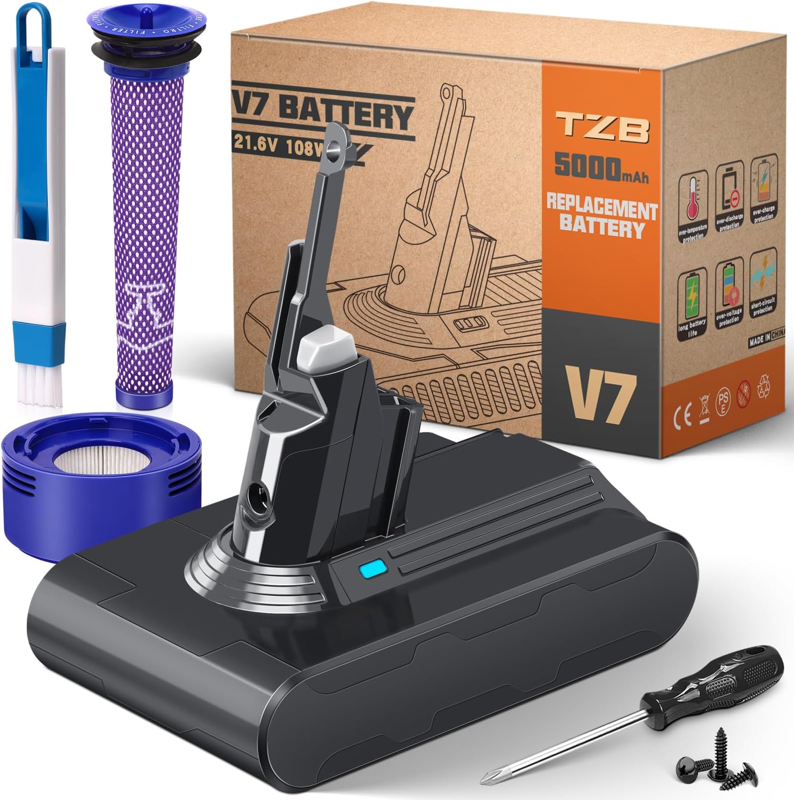 Amazon.com: TZB 5.0Ah V7 Battery Replacement Compatible with SV11 V7 ...