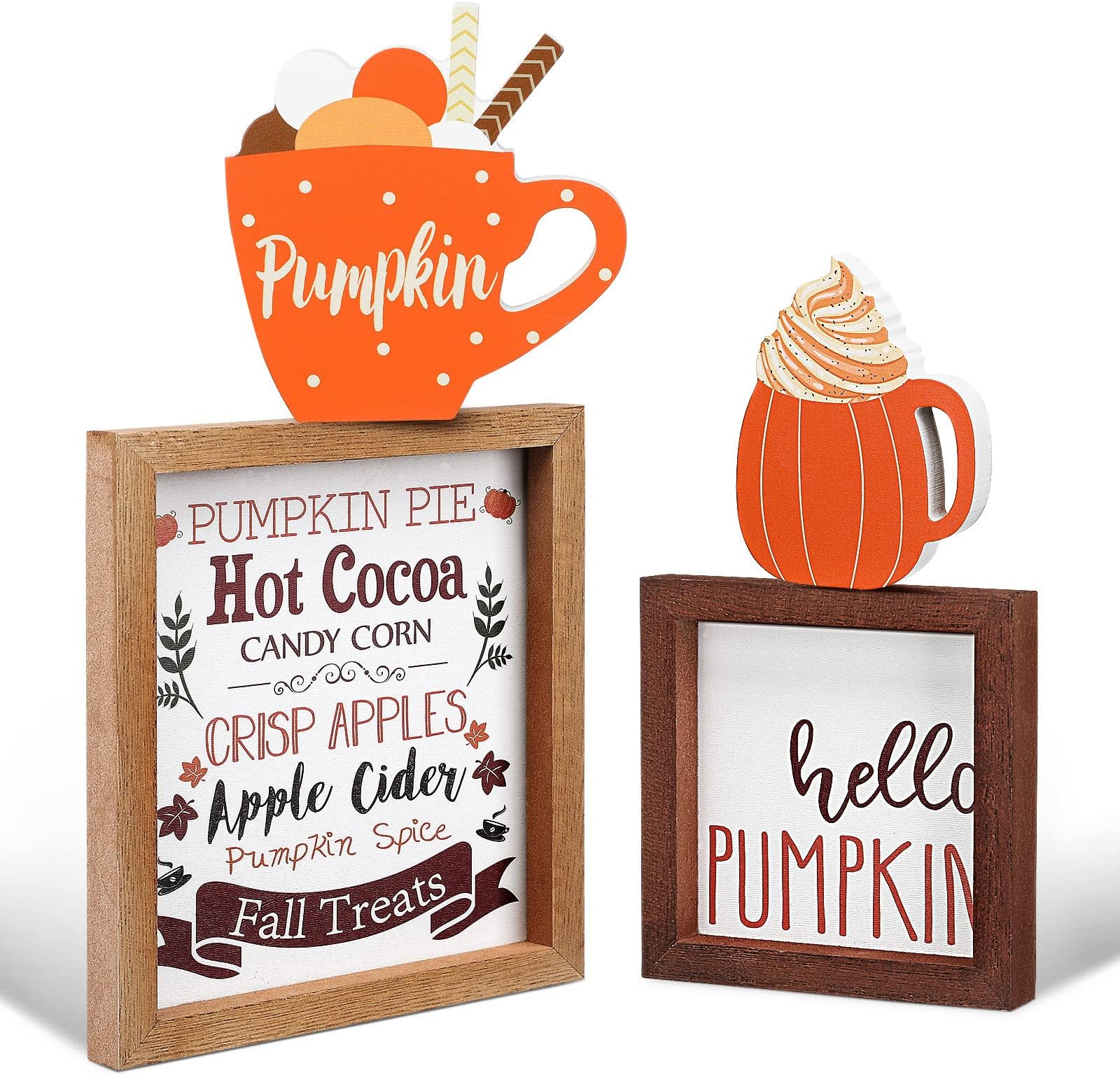 Amazon.com: 3 Pcs Fall Wood Signs Decor Autumn Wood Block Signs ...