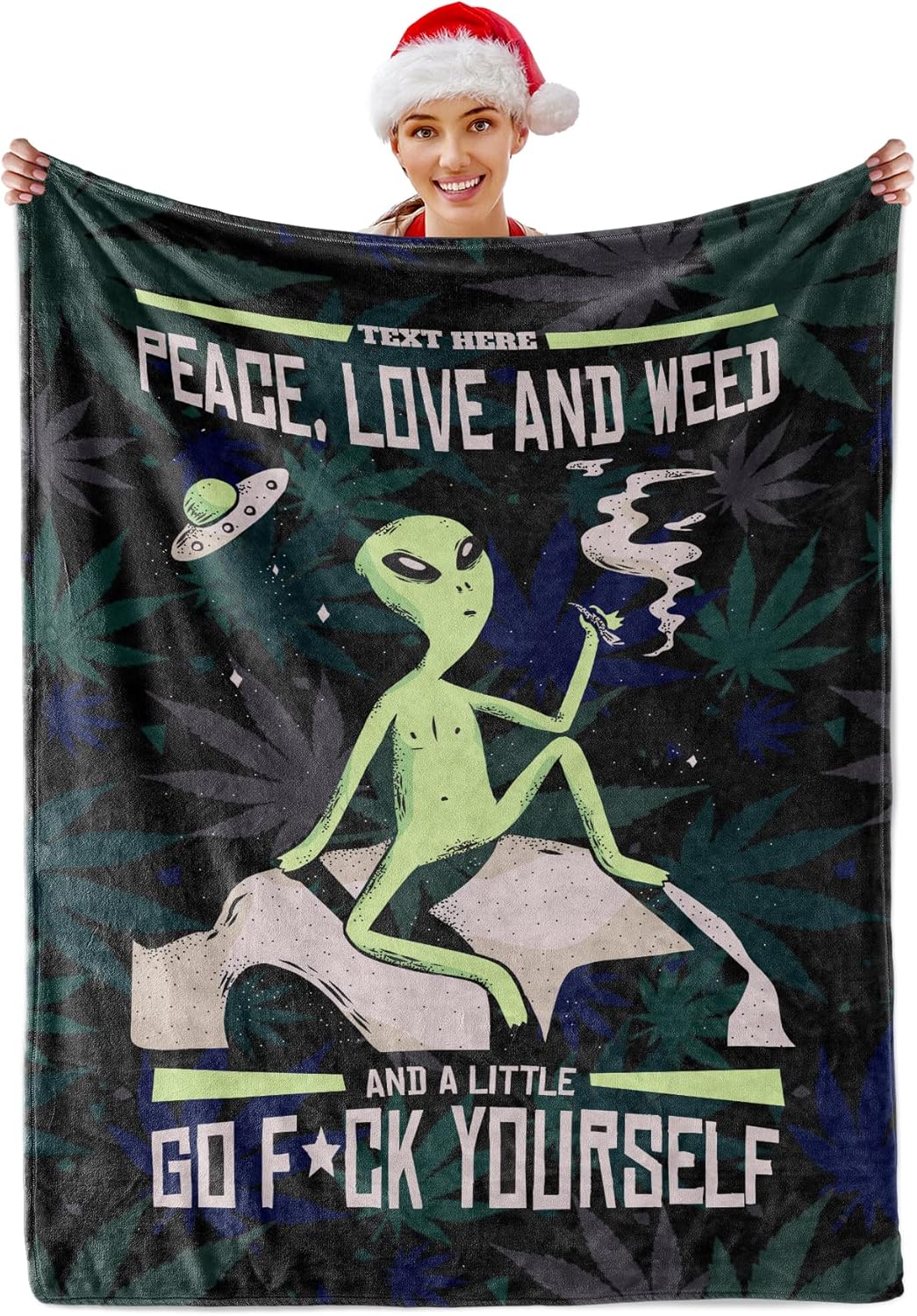 Amazon.com: Eccustomized Custom Cannabis Leaves Throw Blanket, Marijuana Weed Leaf Blankets for ...