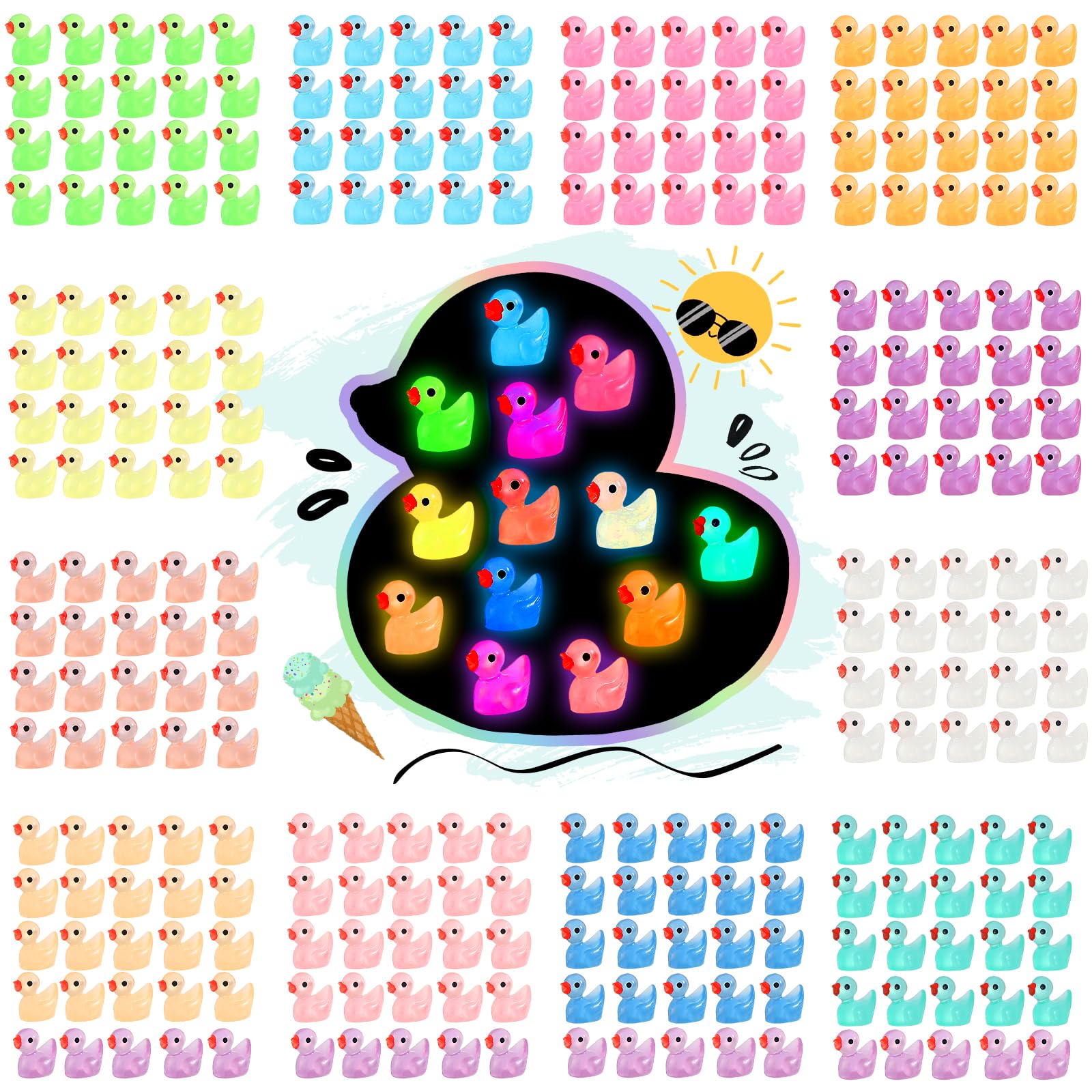 Amazon.com: Rachan130 Pcs Luminous Mini Resin Ducks Glow in The Dark ...