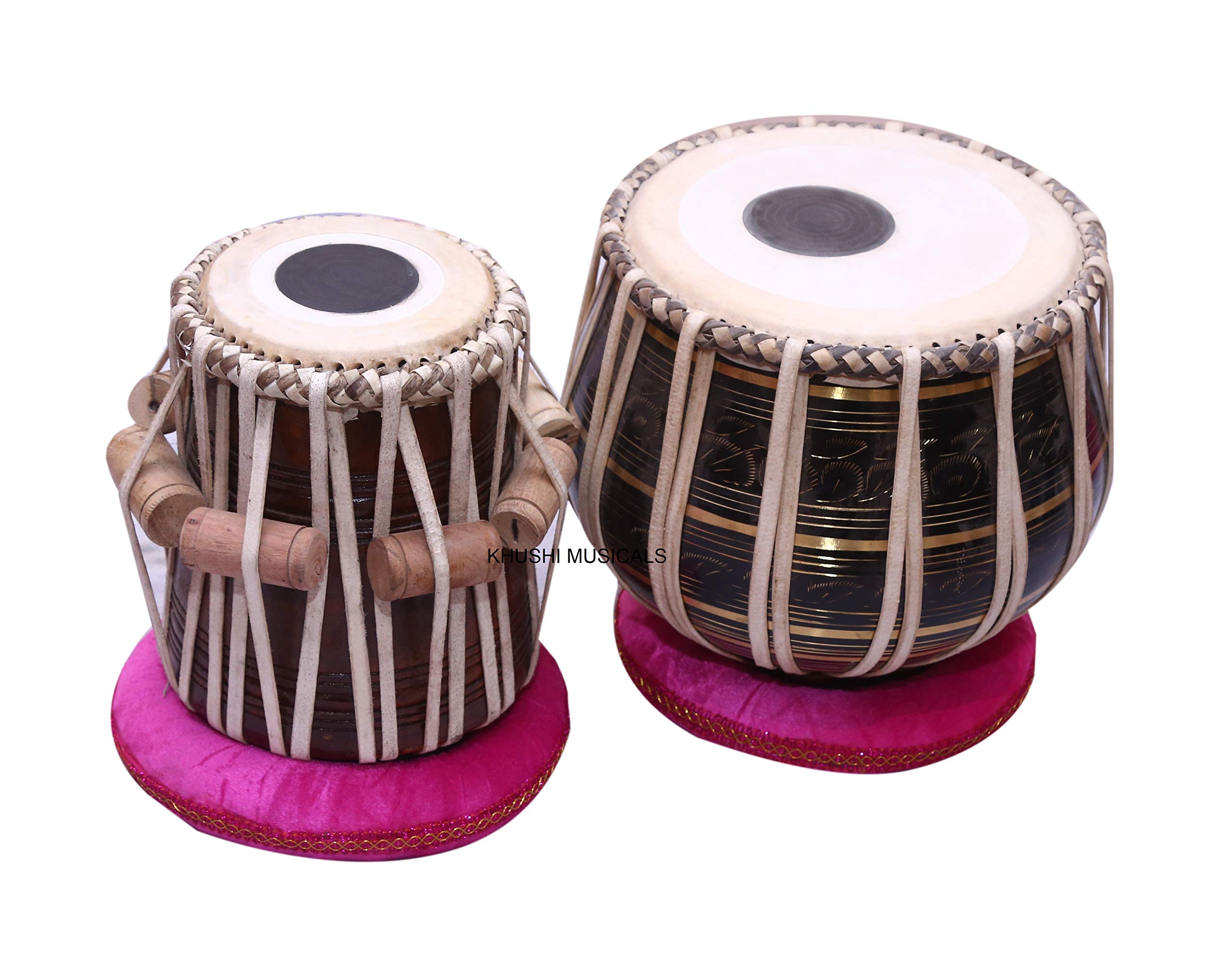 Buy Khushi Musicals Tabla Set Black Brass Bayan, Sheesham Wood Dayan ...
