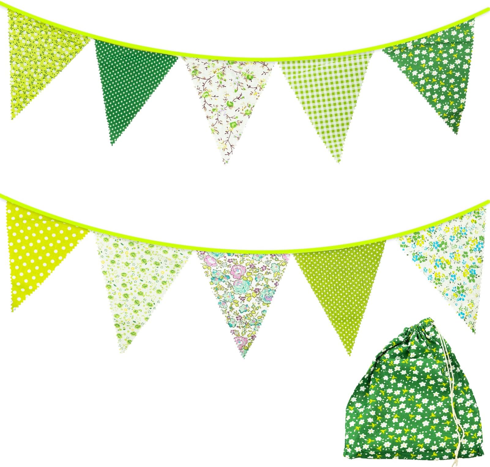 22 Feet Fabric Bunting Banner 24 Pieces Vintage Bunting Pennant Flags ...
