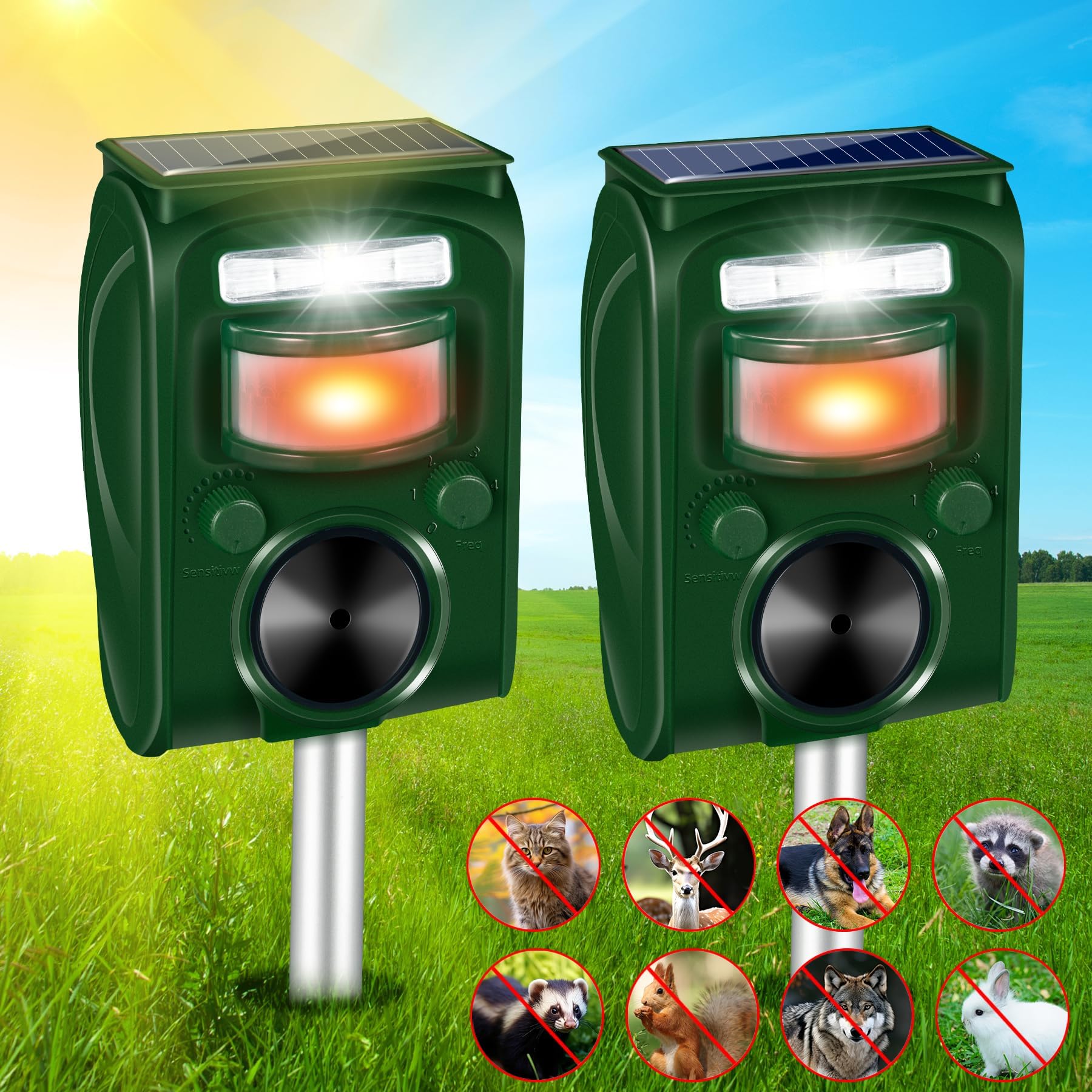 Amazon.com: 360° Solar Ultrasonic Animal Repellent, Cat Repellent ...