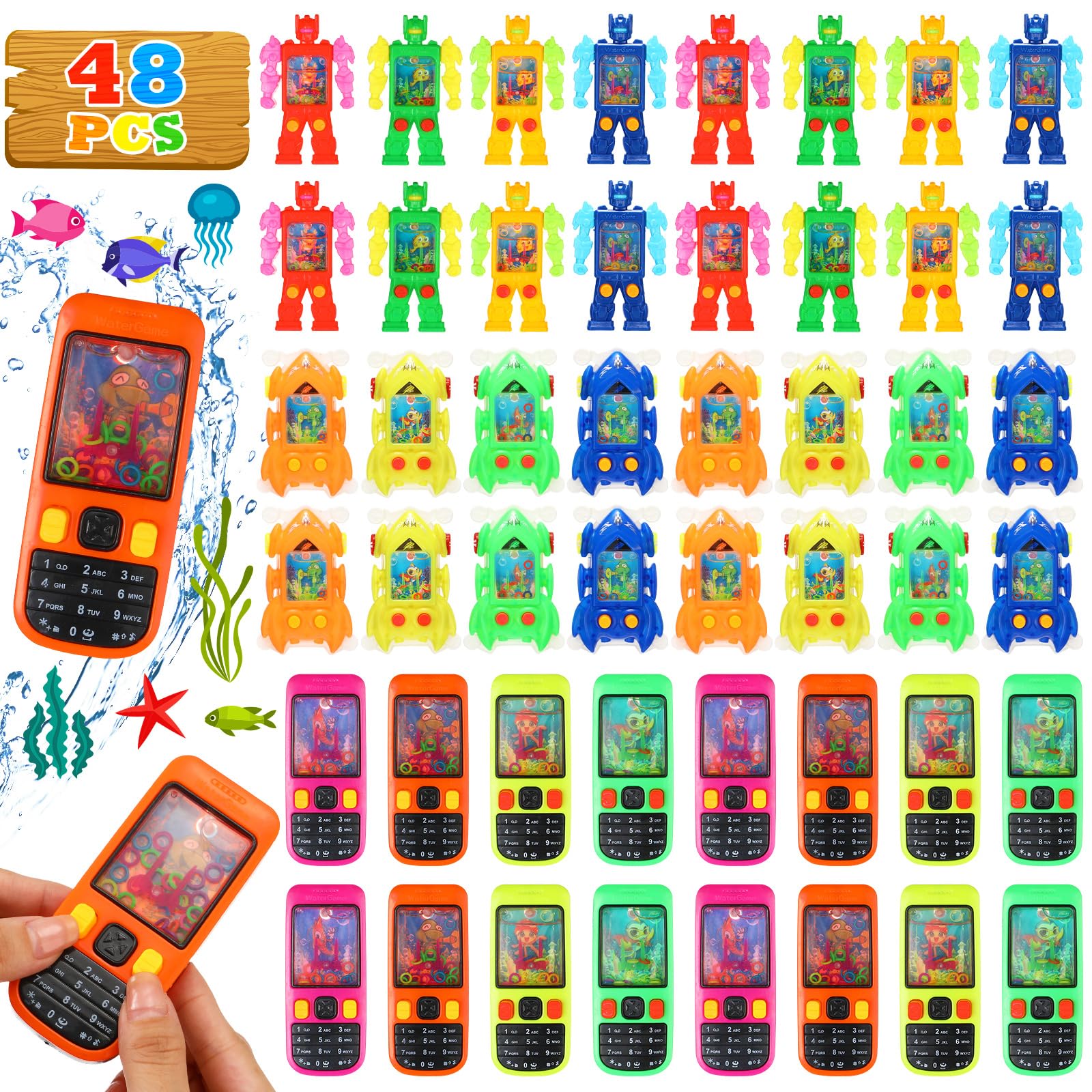Amazon.com: Halloscume 48 Pack Valentine's Day Colorful Handheld Water ...