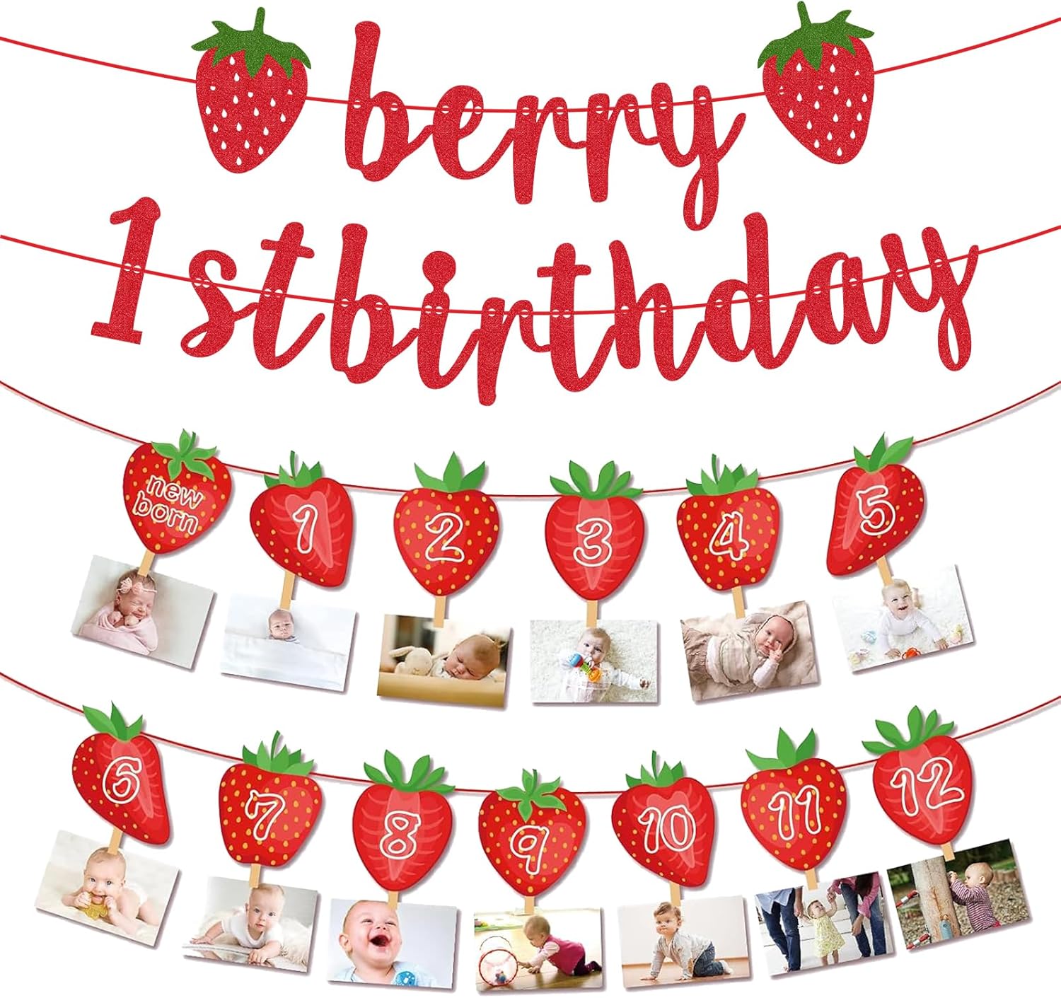 Amazon.com: Strawberry First Birthday Decor,Berry 1st Monthly Photo ...