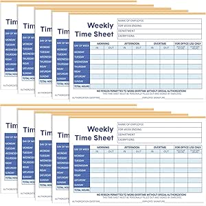 Amazon.co.jp: Lincia 10 Timesheets for Employees Weekly Format 8.5 x 5. ...