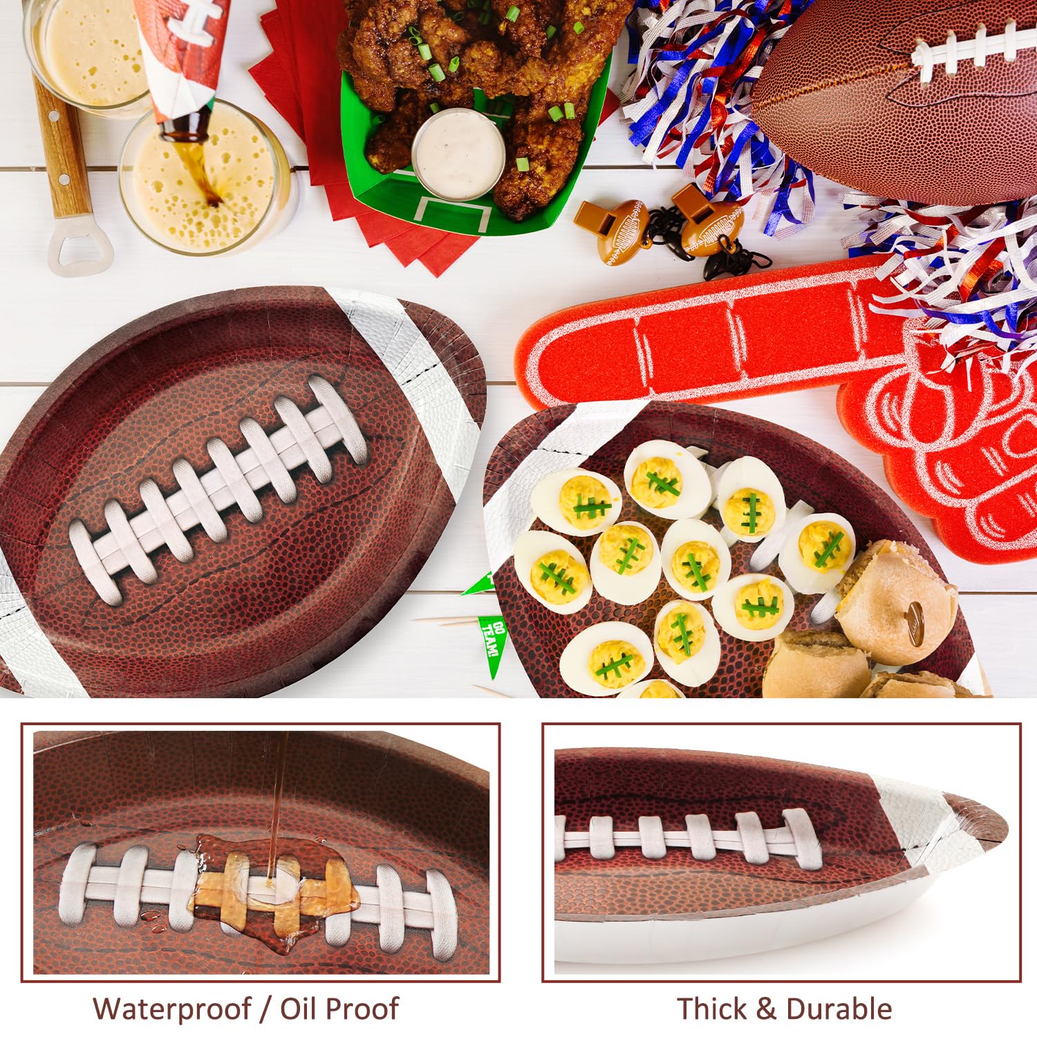 Snapklik.com : 60 Pcs 3D Football Paper Plates 11.5 X75 Inch Large ...