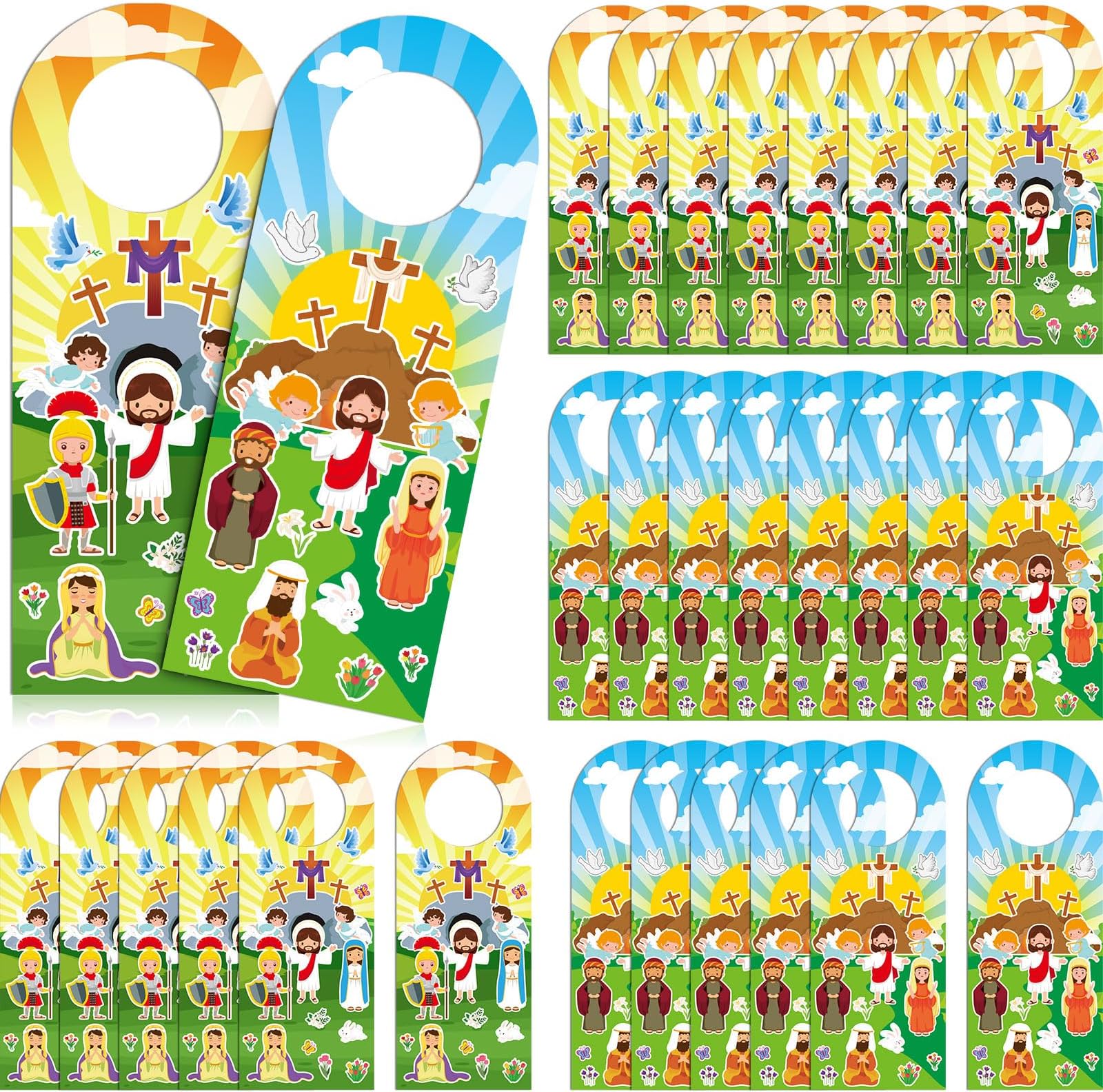 Amazon.com: Motiskyy 60 Pcs Easter He Live Jesus Sticker Scenes Door ...