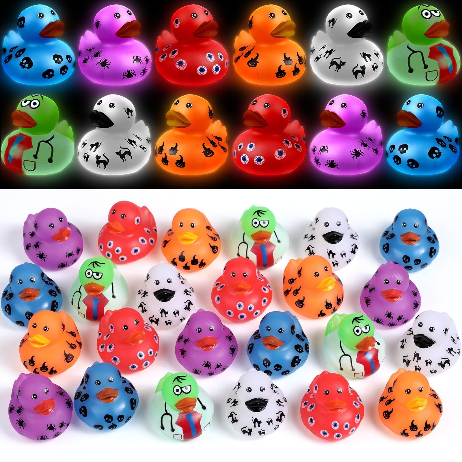 Jerify 2 Inch Glow in Dark Rubber Duck Assorted Mini Duckies in Bulk ...