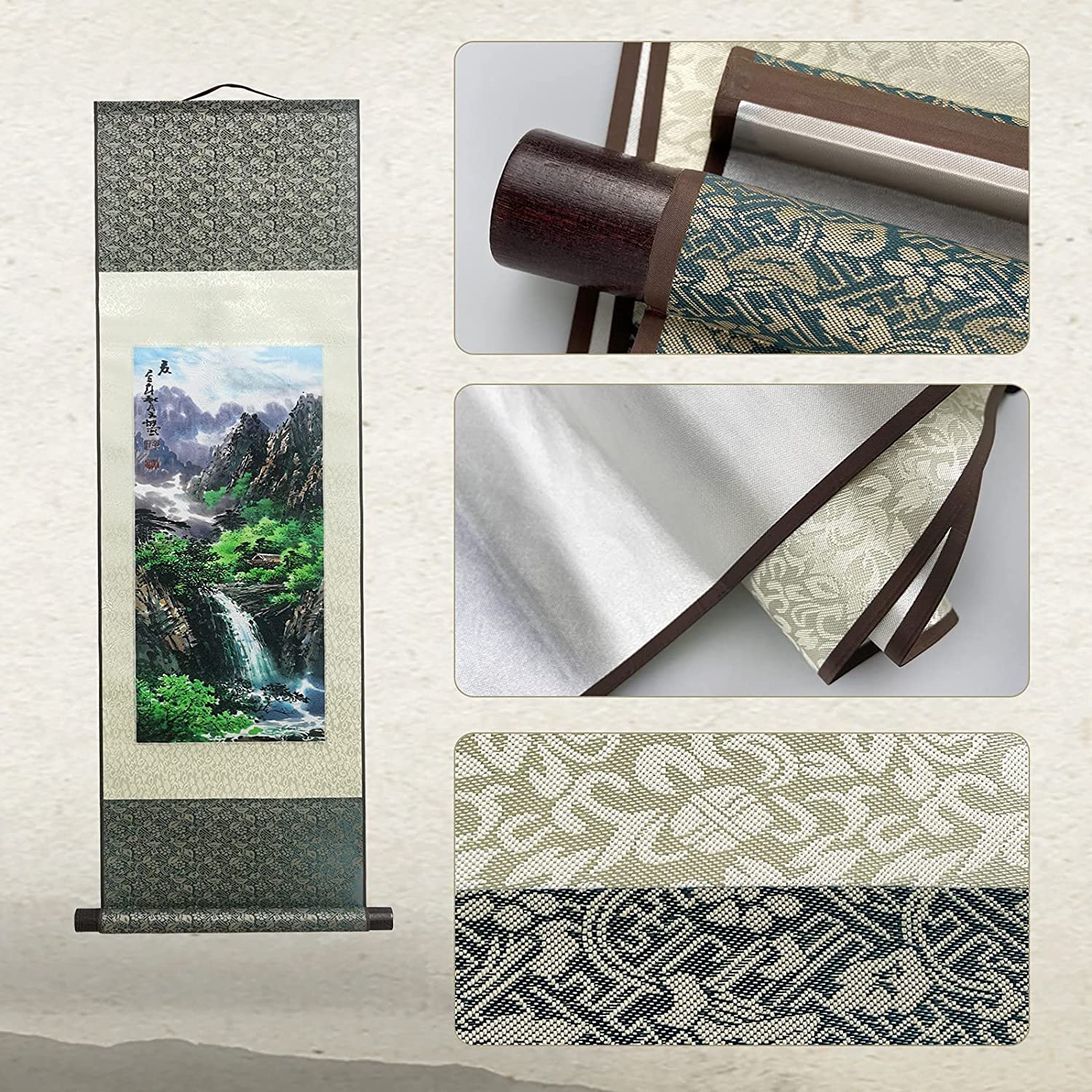 Landscape Scroll Patterns Glorious Golden Silk Weaves Embroidery Royal