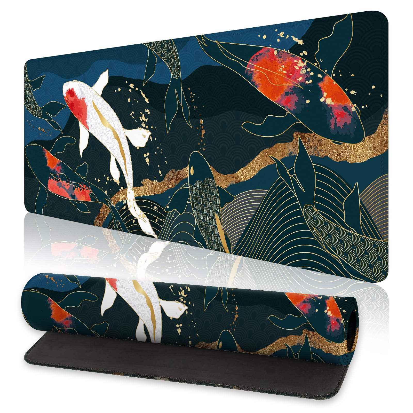 Amazon.com: Koi Fish Gaming Mouse Pads Stitched Edges Design Office ...