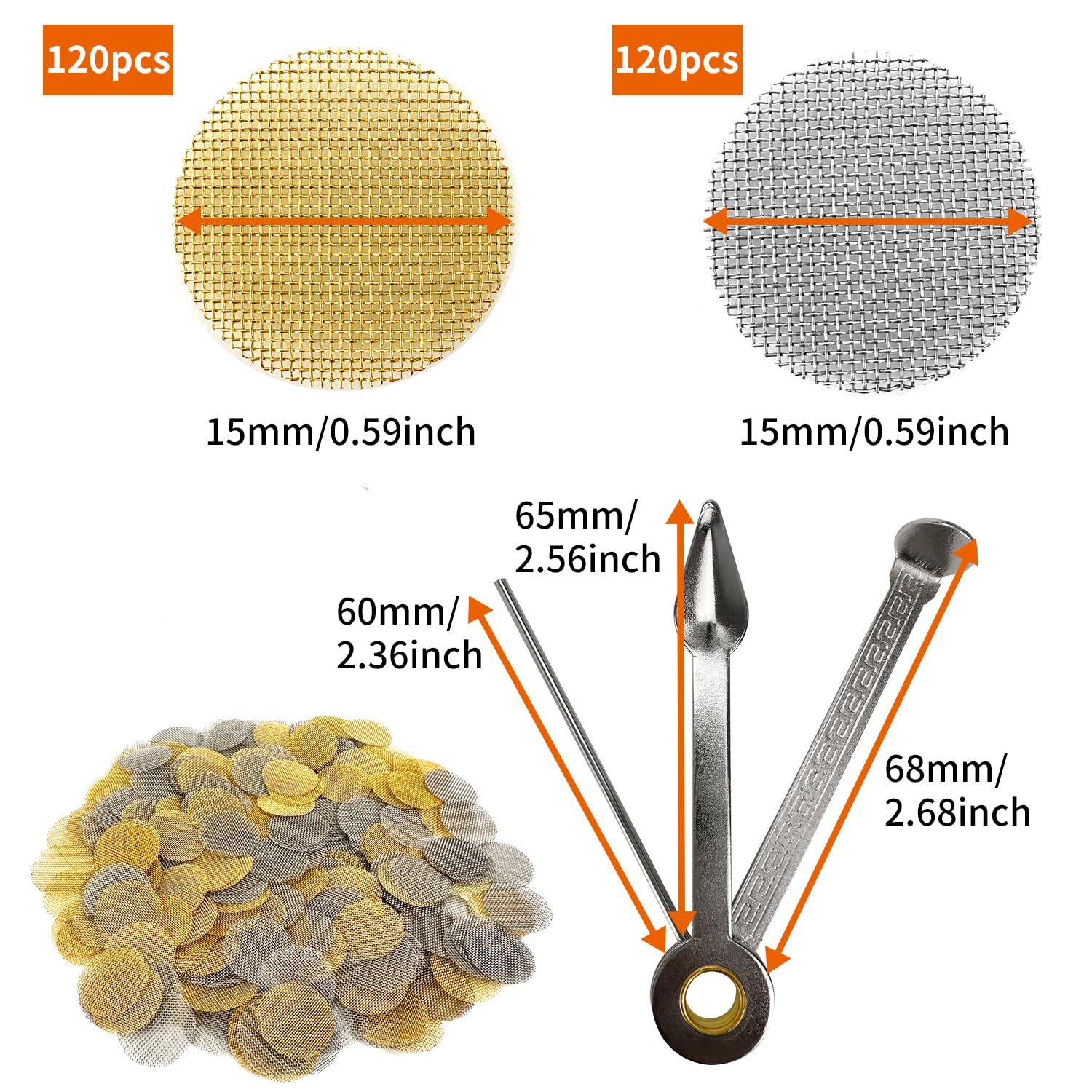 Storz And Bickel Mighty Screens 240-Piece Stainless Steel & Brass Pipe ...
