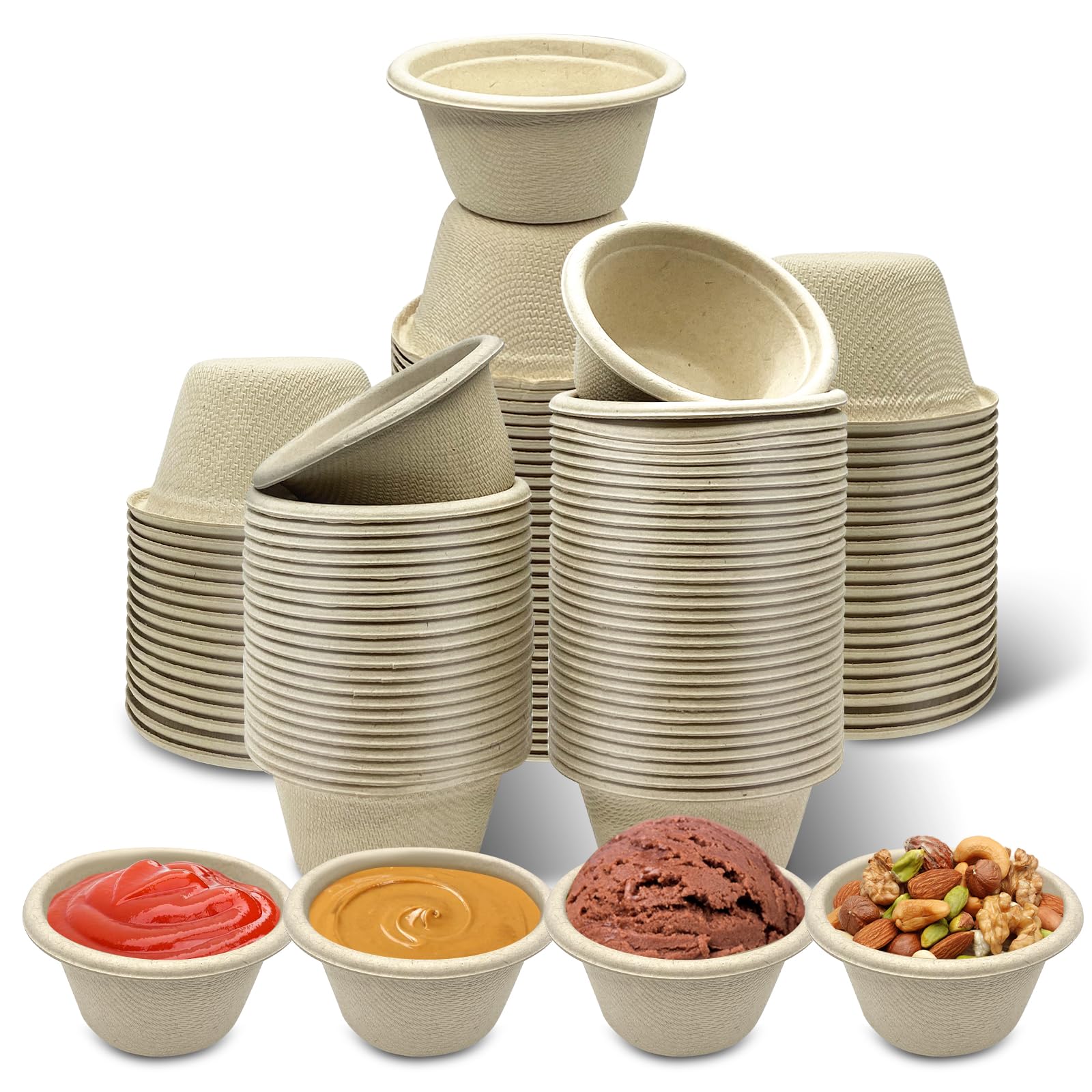 Amazon.com: Arcccky 150 Pack Small Paper Bowls, Disposable Natural ...