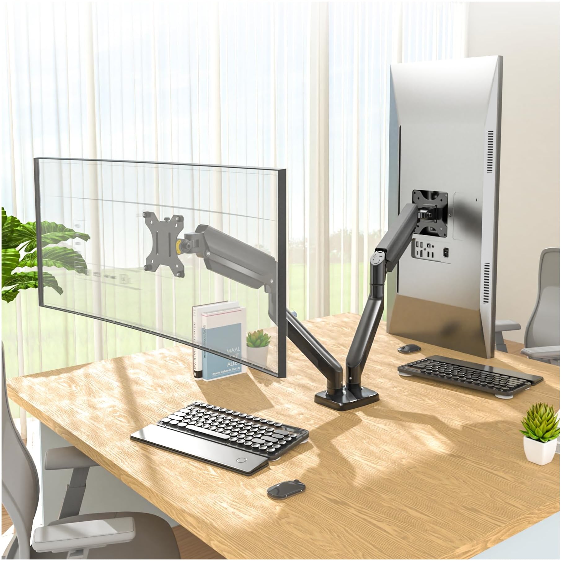 Dual Monitor Arm Desk Mount Height Adjustable Tiltable Swivel Rotatable ...