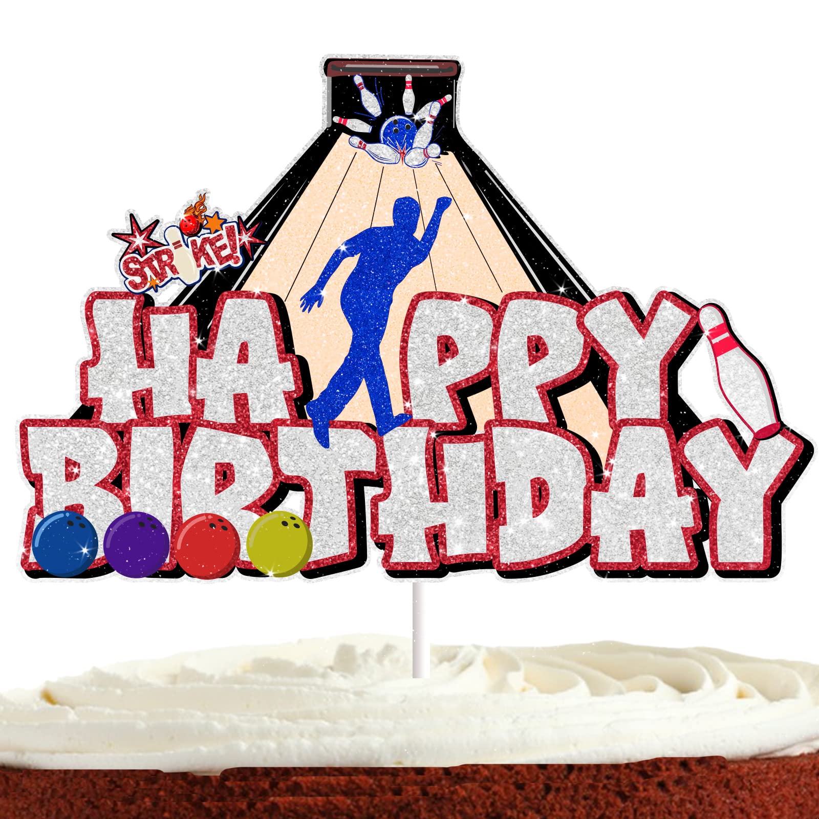 Amazon.com: Bowling Cake Topper for Kid Adult Happy Birthday Bowling ...