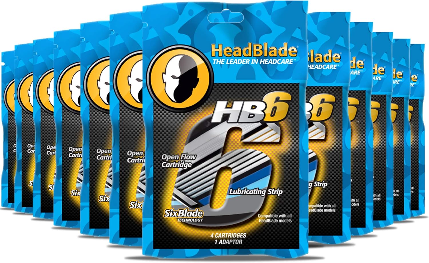 HeadBlade Men's HB6 Refill Shaving Razor Blades (48 Blades) 12 Pack ...