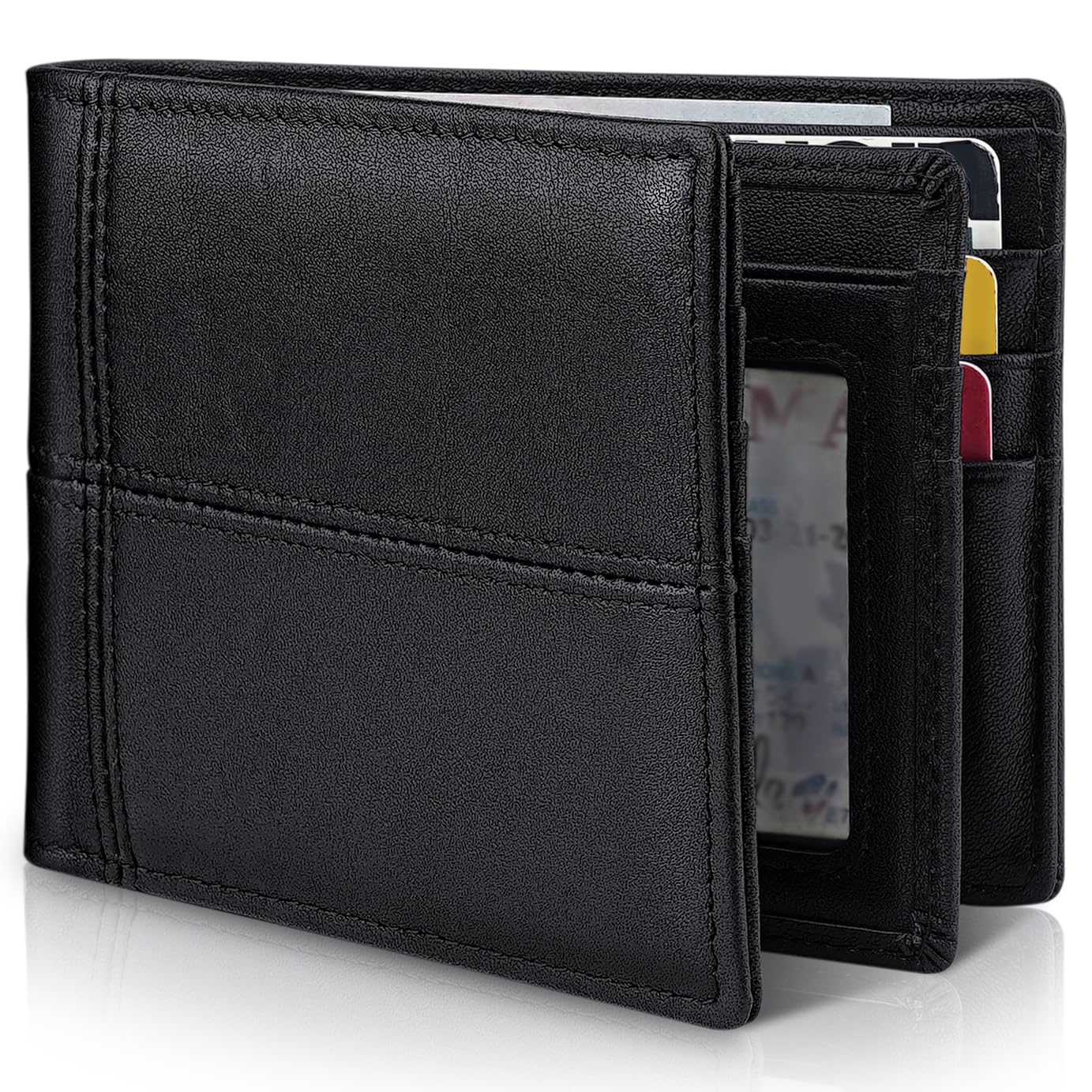 Amazon.com: Artpaxy Mens Wallet Bifold Genuine Leather RFID Blocking ...