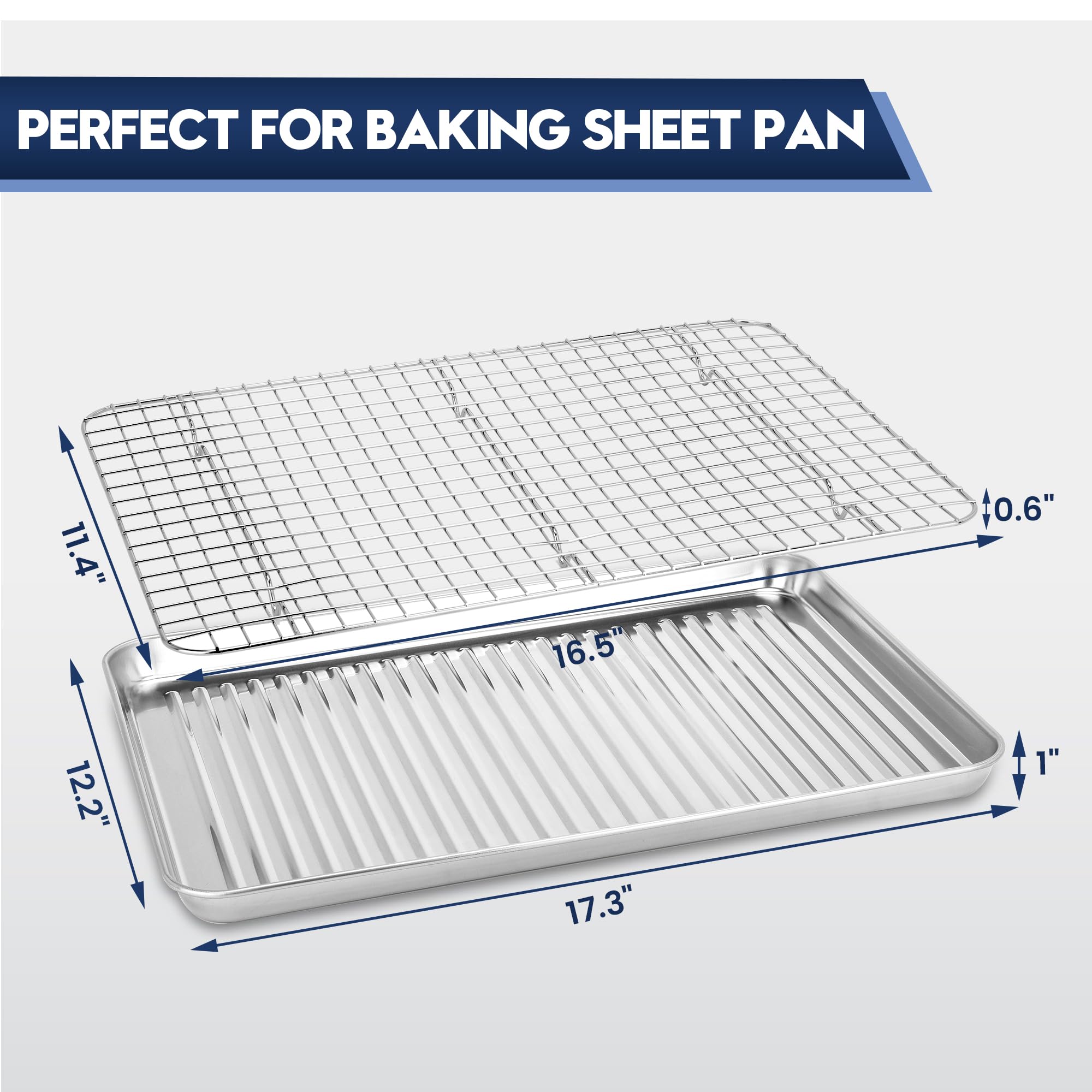 Snapklik.com : 2 Pack Cooling Rack, Fit For 1712" Baking Pan, Stainless ...