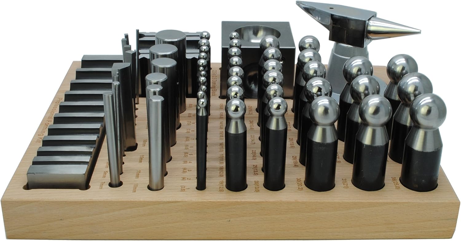 Proops 56 Piece Steel Doming Dapping Block Punch Swage Set Jewellery ...