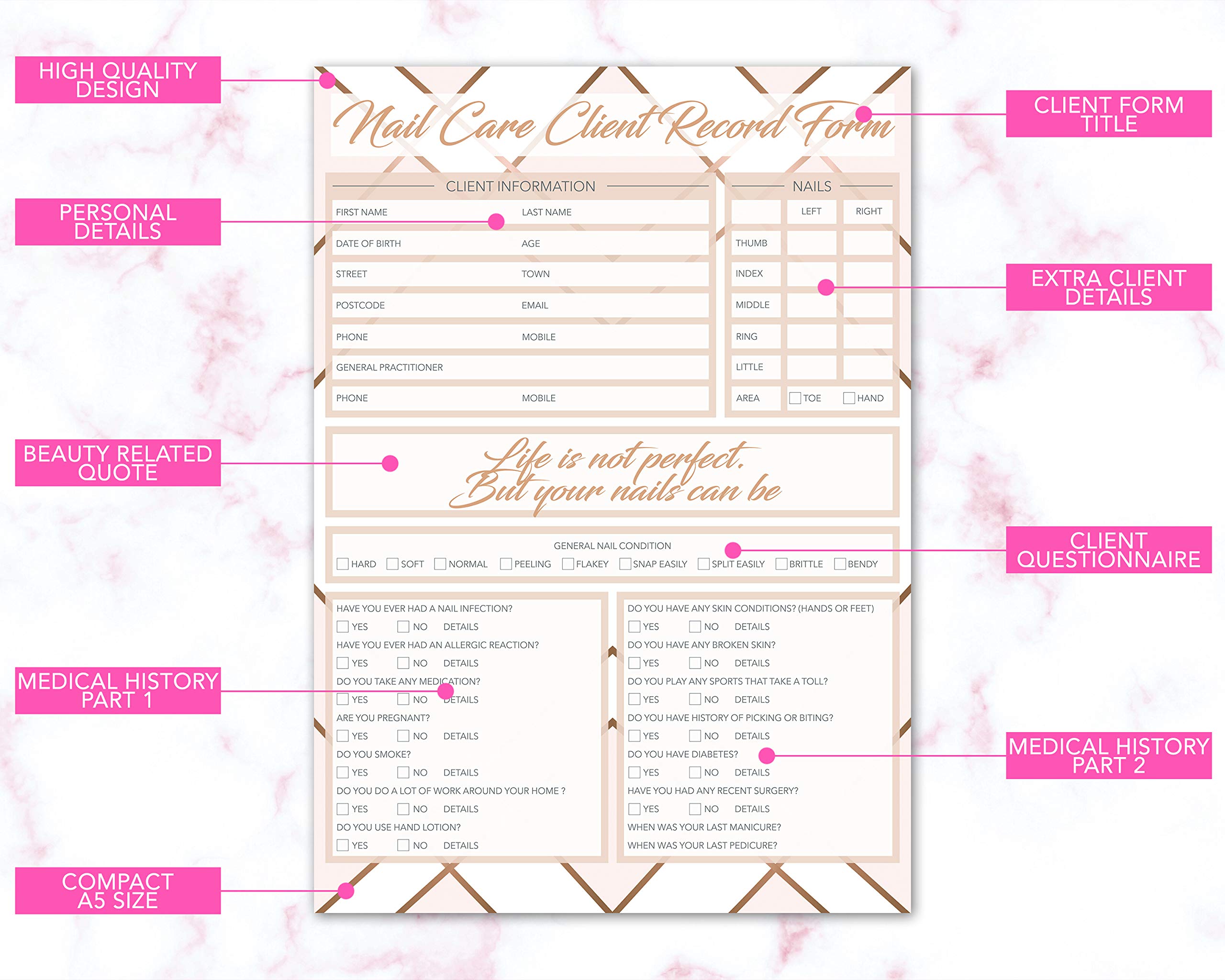 Nail Salon Client Information Sheet Template Nail Technician Forms,