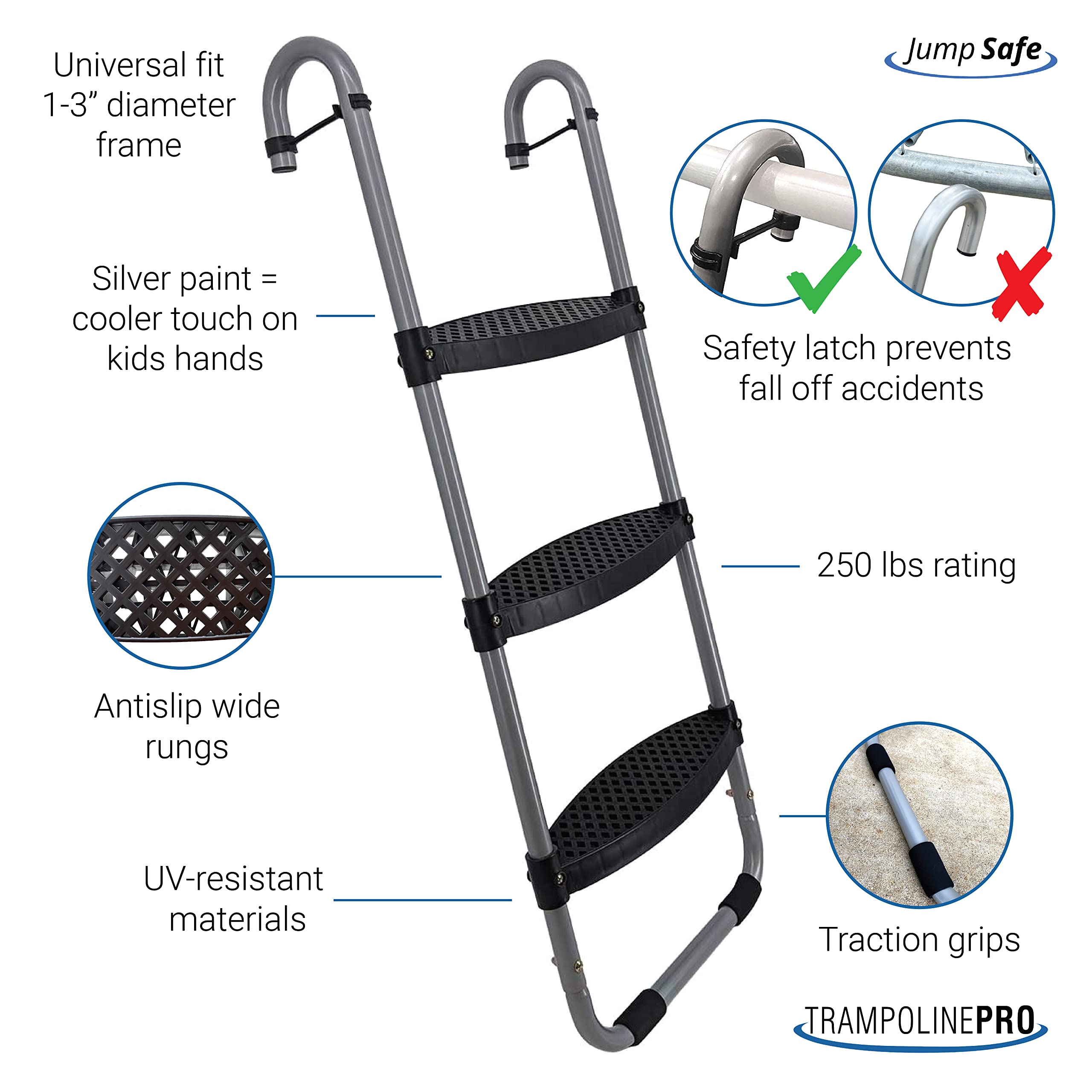 Snapklik.com : Trampoline Ladder Wide 3 Step Heavy-Duty Design Unique ...