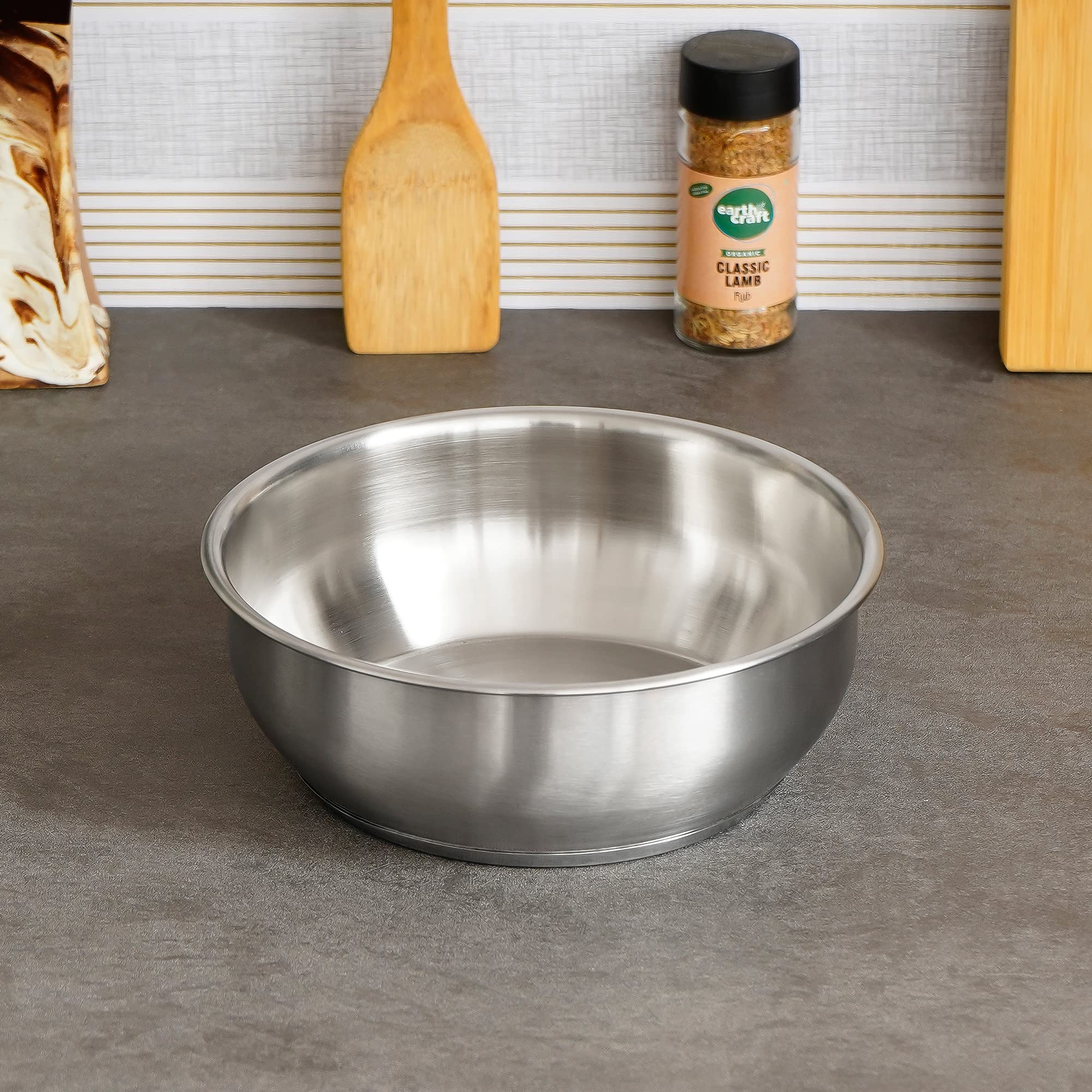 Femora Stainless Steel Flat Kadhai Tasla Bonded Tri Ply Bottom ...