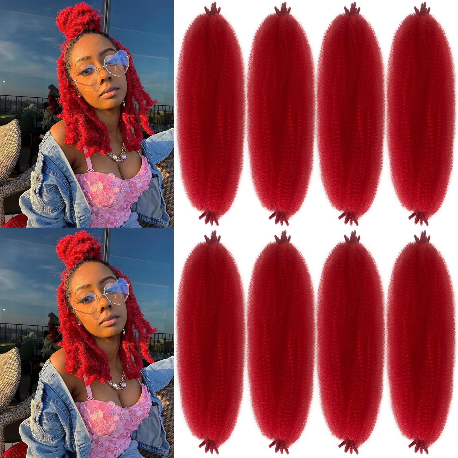 Amazon.com : Red Springy Afro Twist Hair 8 Packs Marley Twist Braiding ...