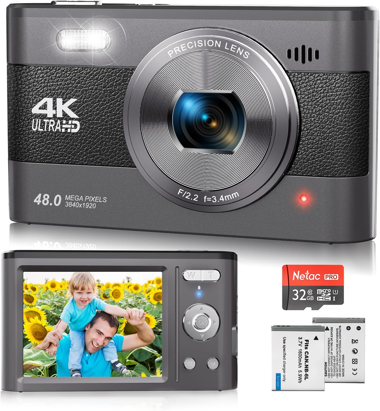 Amazon.com : 4K Digital Camera, 48MP Vlogging Camera for Photography YouTube Compact Travel ...