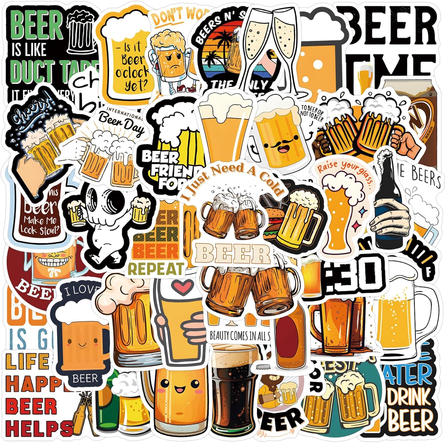 Amazon.com: 55Pcs Cool Beer Stickers for Man Adults Waterproof Vinyl ...