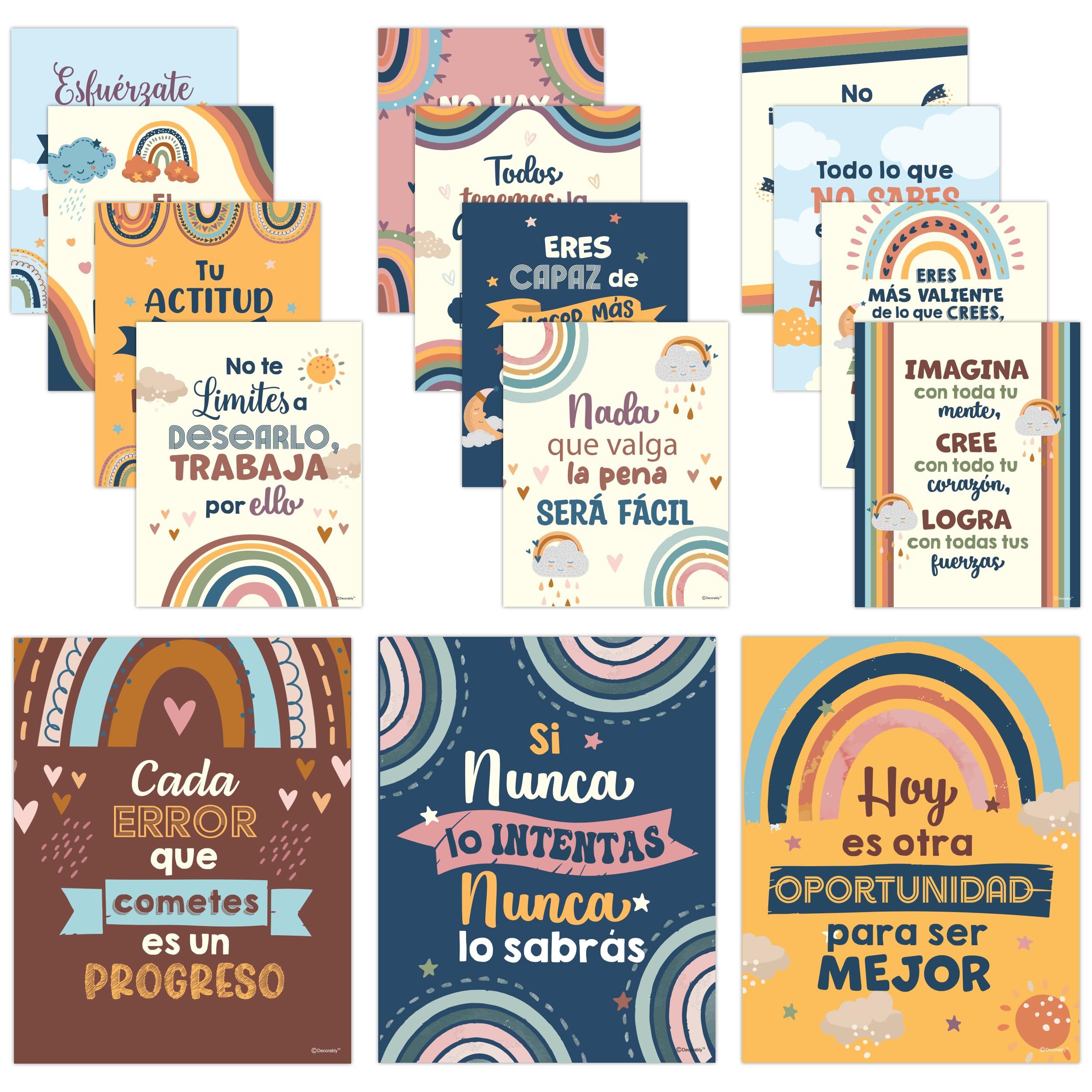 Amazon.com: Decorably 15 Spanish Motivational Posters for Classroom ...