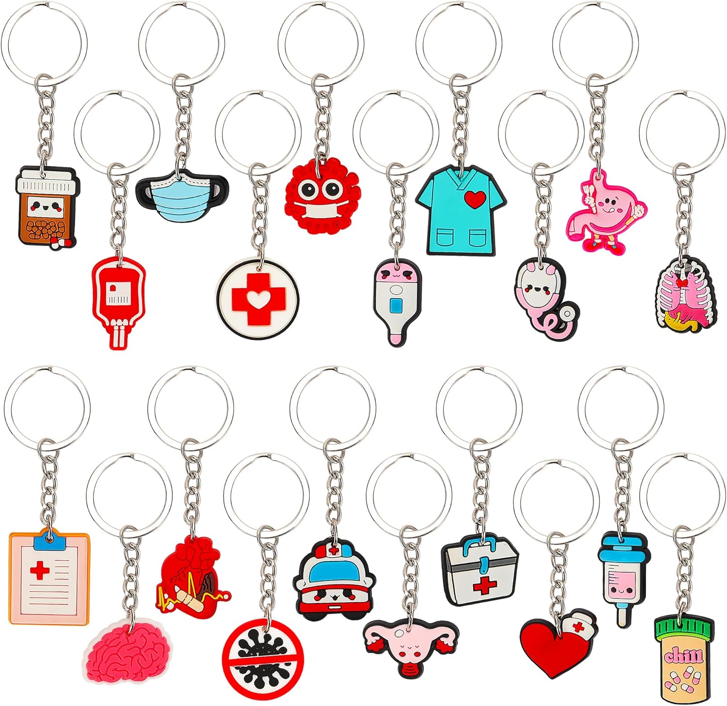 Amazon.com: mortd 20 PCS Nurse Keychain, PVC Nurse Keyrings Nursing Key ...