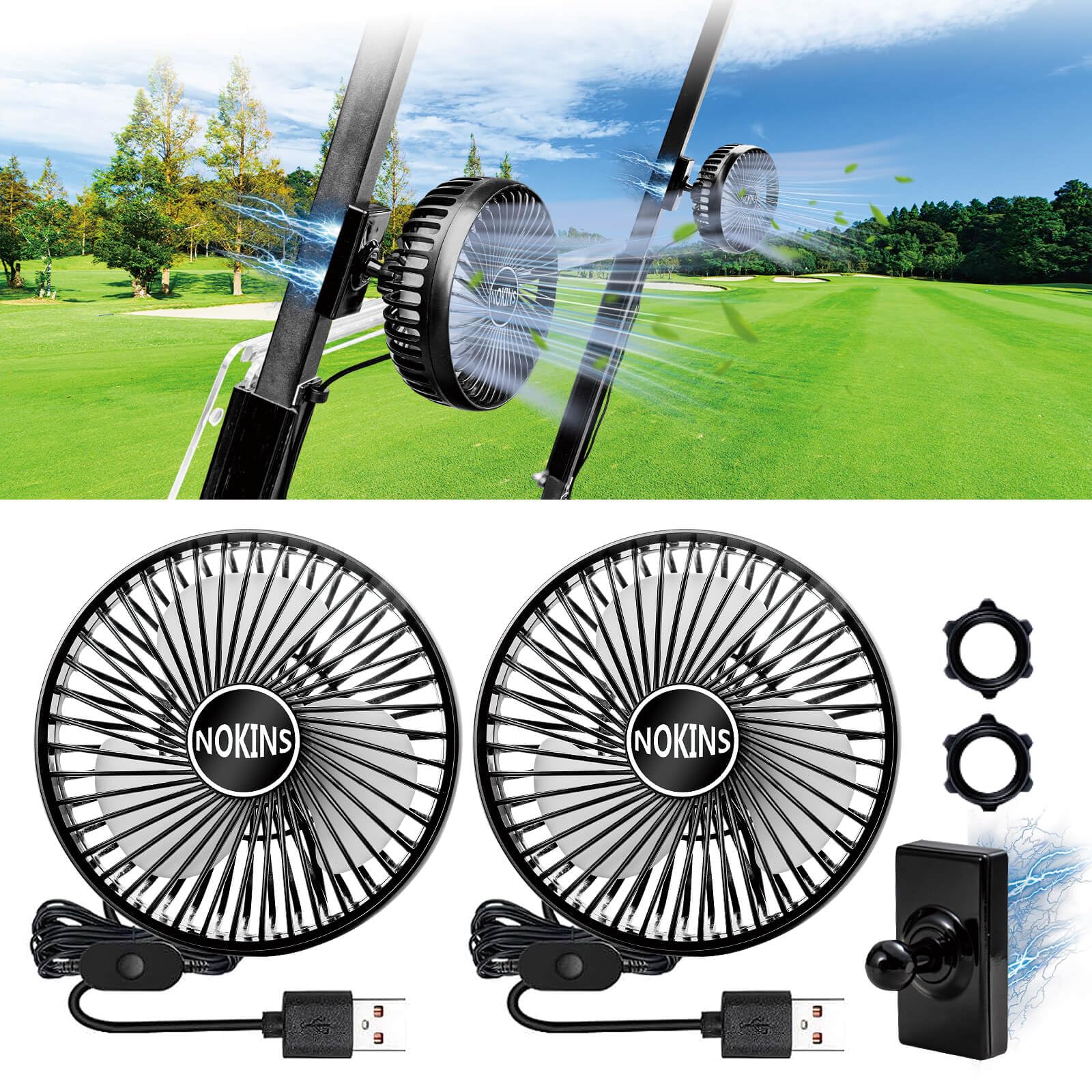 Snapklik.com : NOKINS Golf Cart Fan, Portable Magnetic Fans For Golf ...