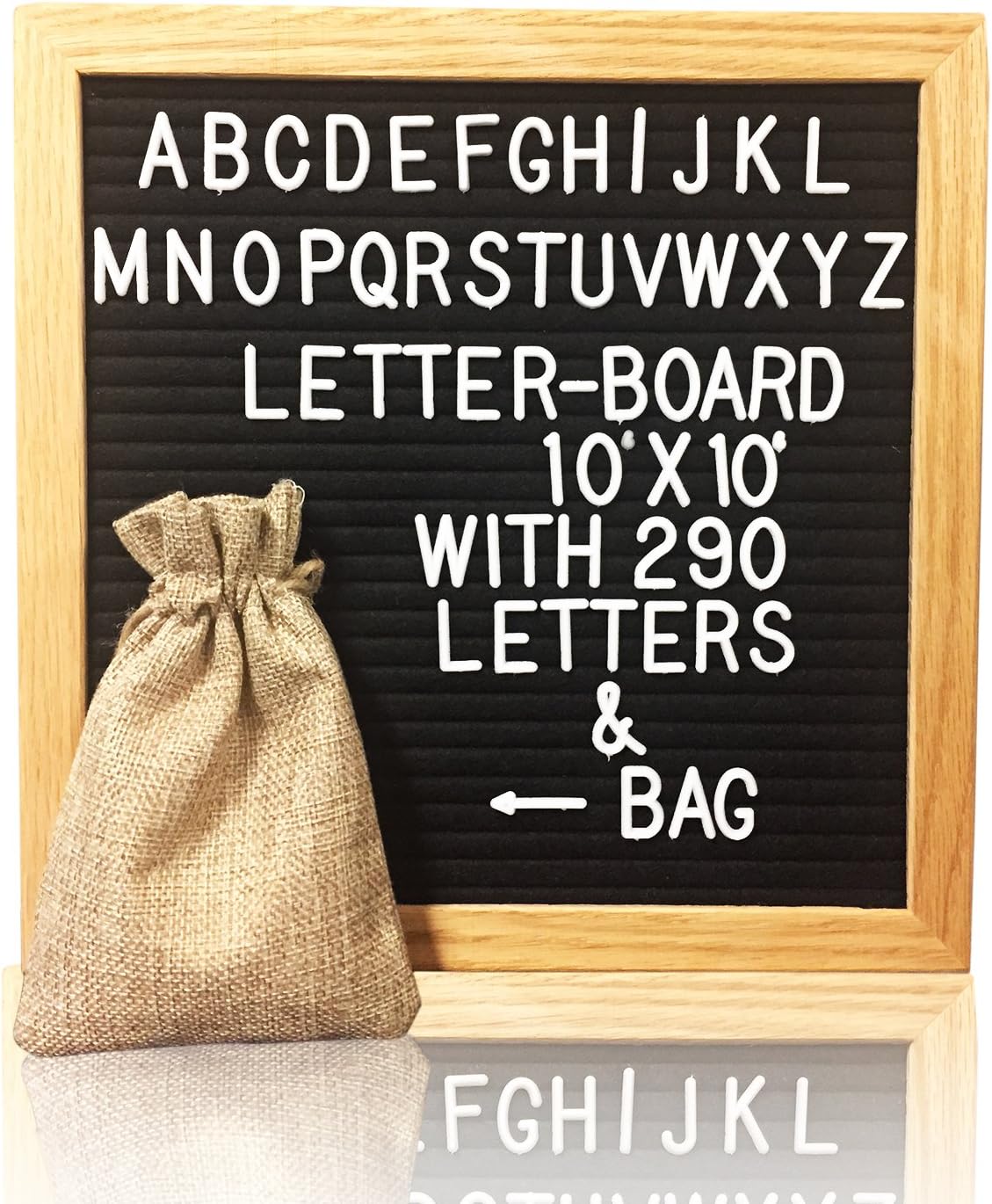 Letter Board 10"x10" - Classic Oak Black Felt Letter Board with 290 ...