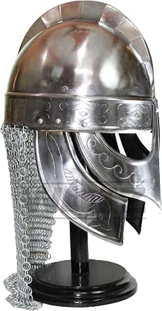 WAIZ Handcrafted Viking Wolf Armor Helmet Silver Finish | Medieval ...