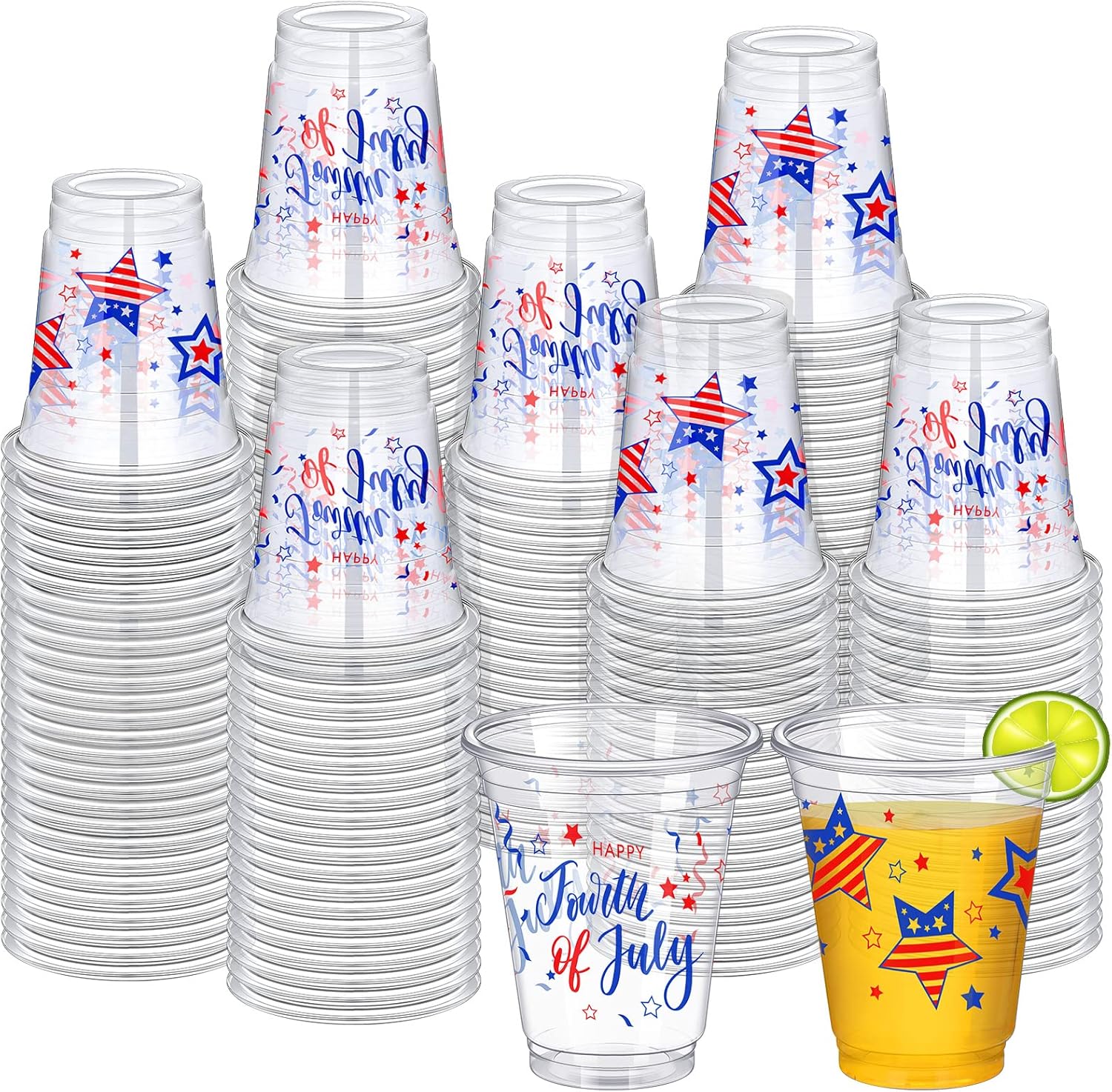 Amazon.com: Yaomiao 200 Pack 16 OZ 4th of July Cups Patriotic Plastic ...