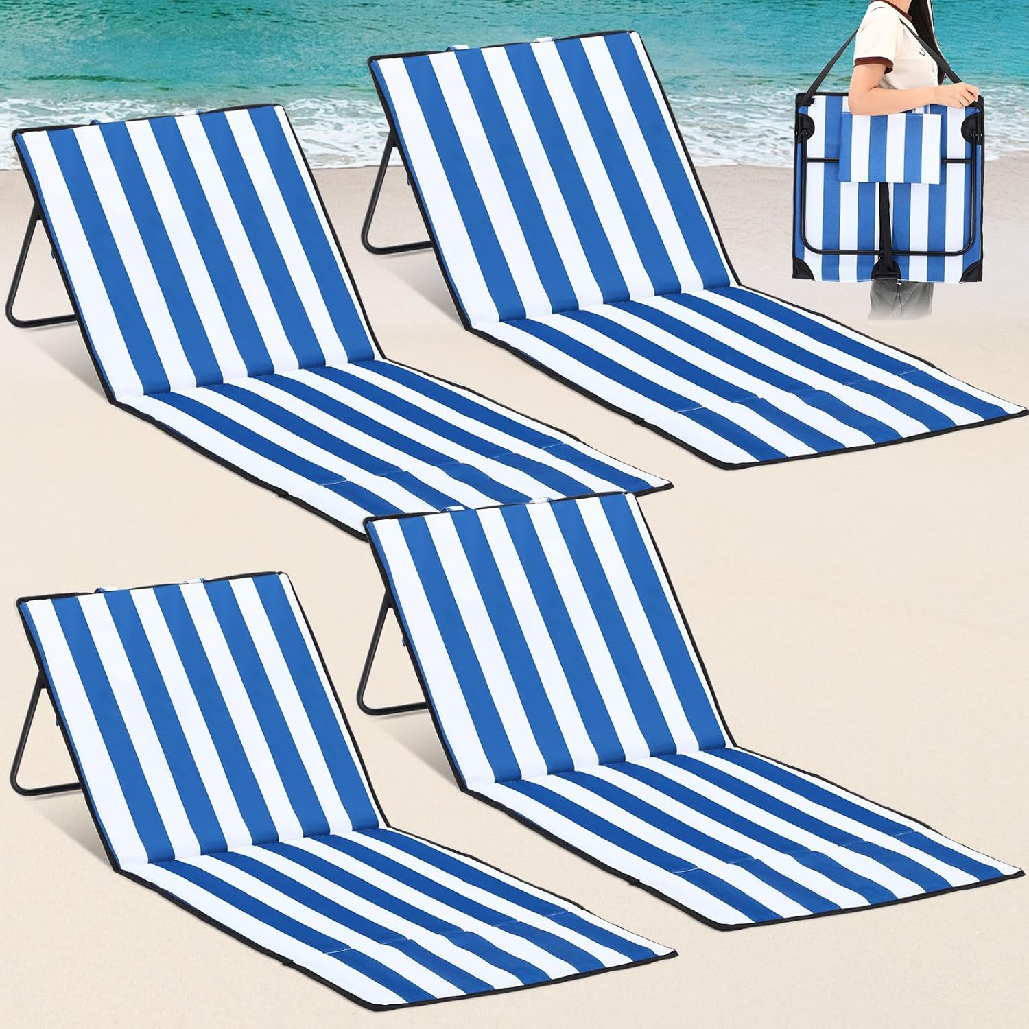 Amazon.com : Tinideya 4 Pack Beach Loungers Folding Lightweight ...