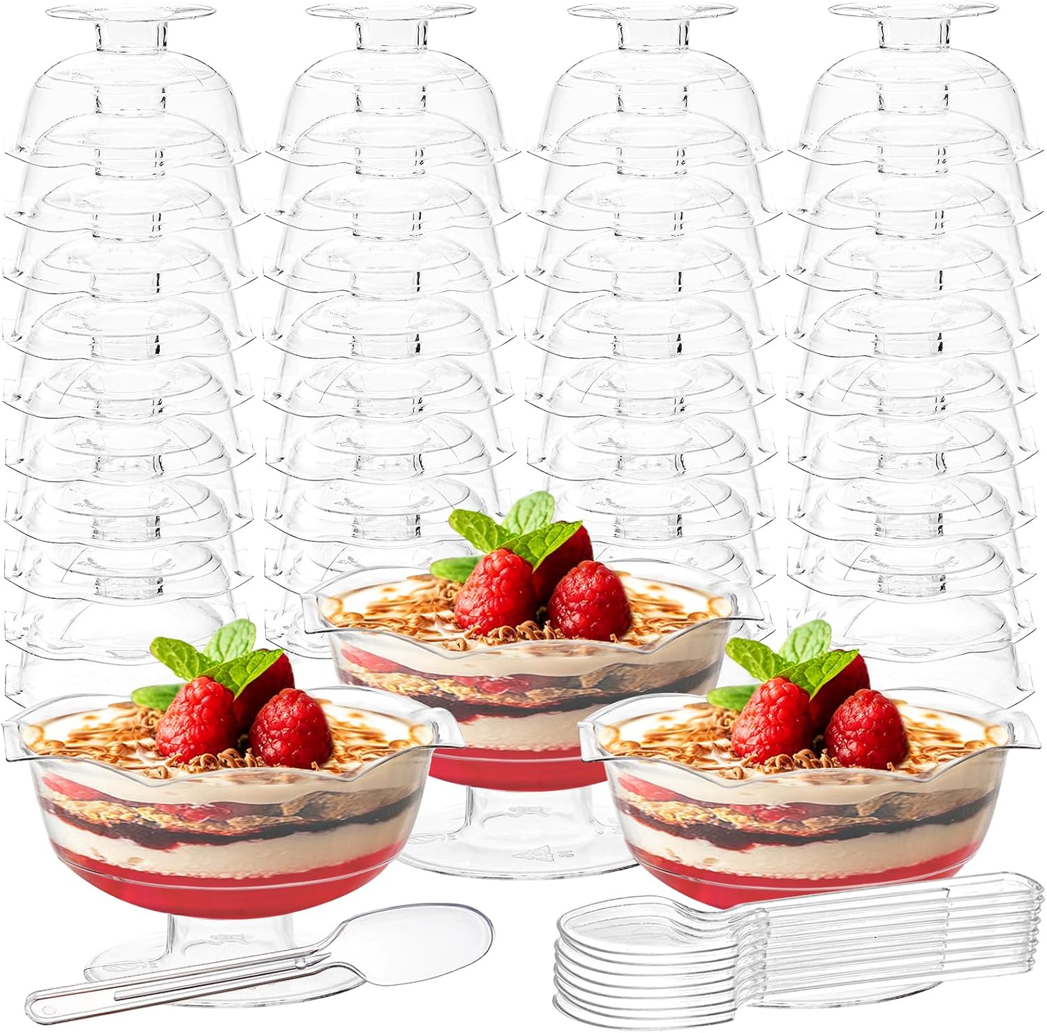 Amazon.com: Hacaroa 50 Pack 3 Oz Plastic Dessert Cups with Spoons ...