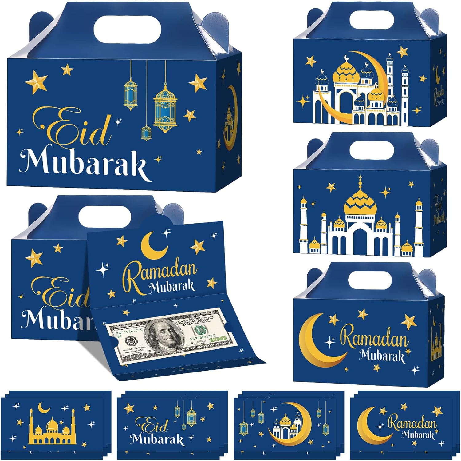 Censen, 32 Pack Ramadan Gift Boxes Eid Mubarak Treat Box and Money Card ...