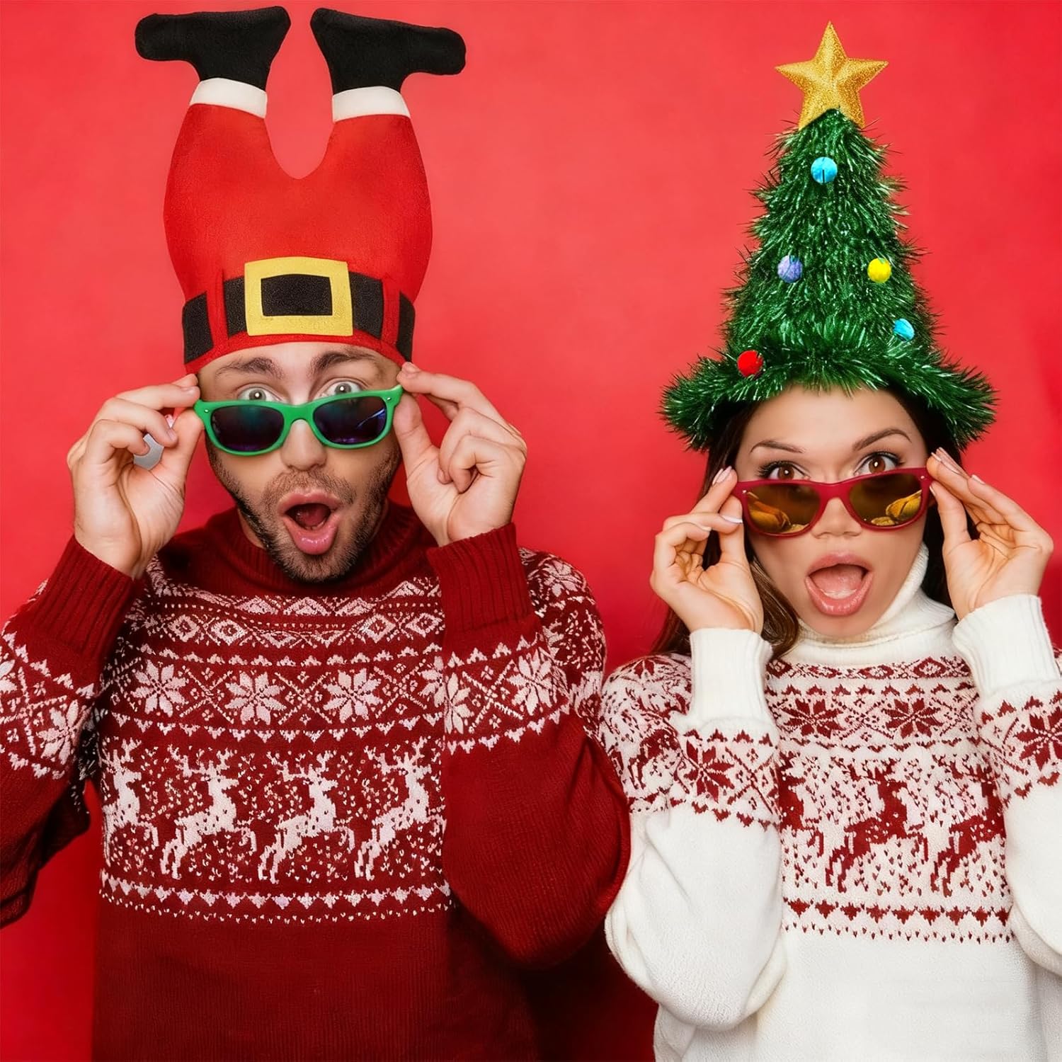 2 Pack Christmas Hats Set – Christmas Tree Holiday Hat & Christmas ...