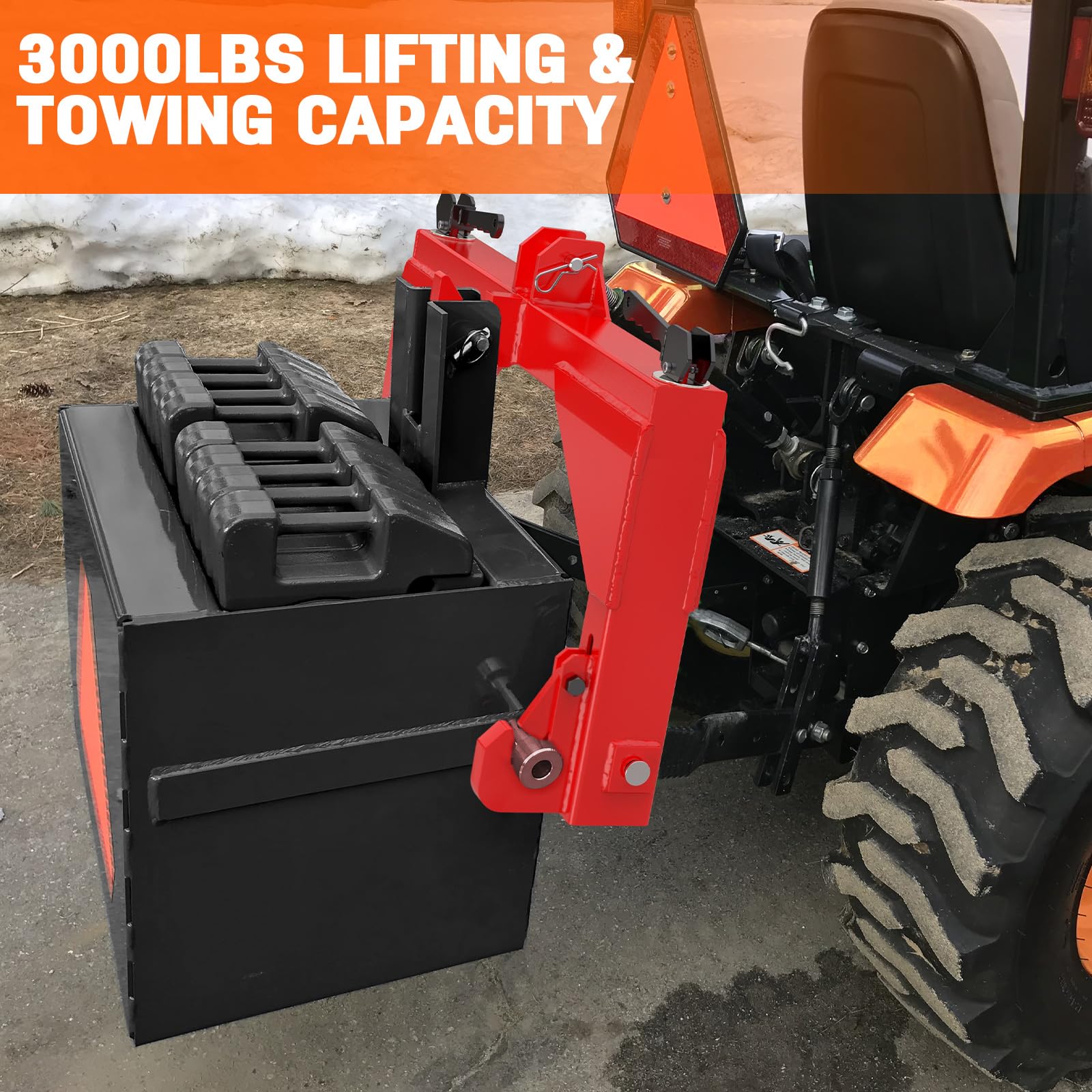 Snapklik.com : Red Heavy Duty 3 Point Quick Hitch Adaption, 3000 Lbs ...